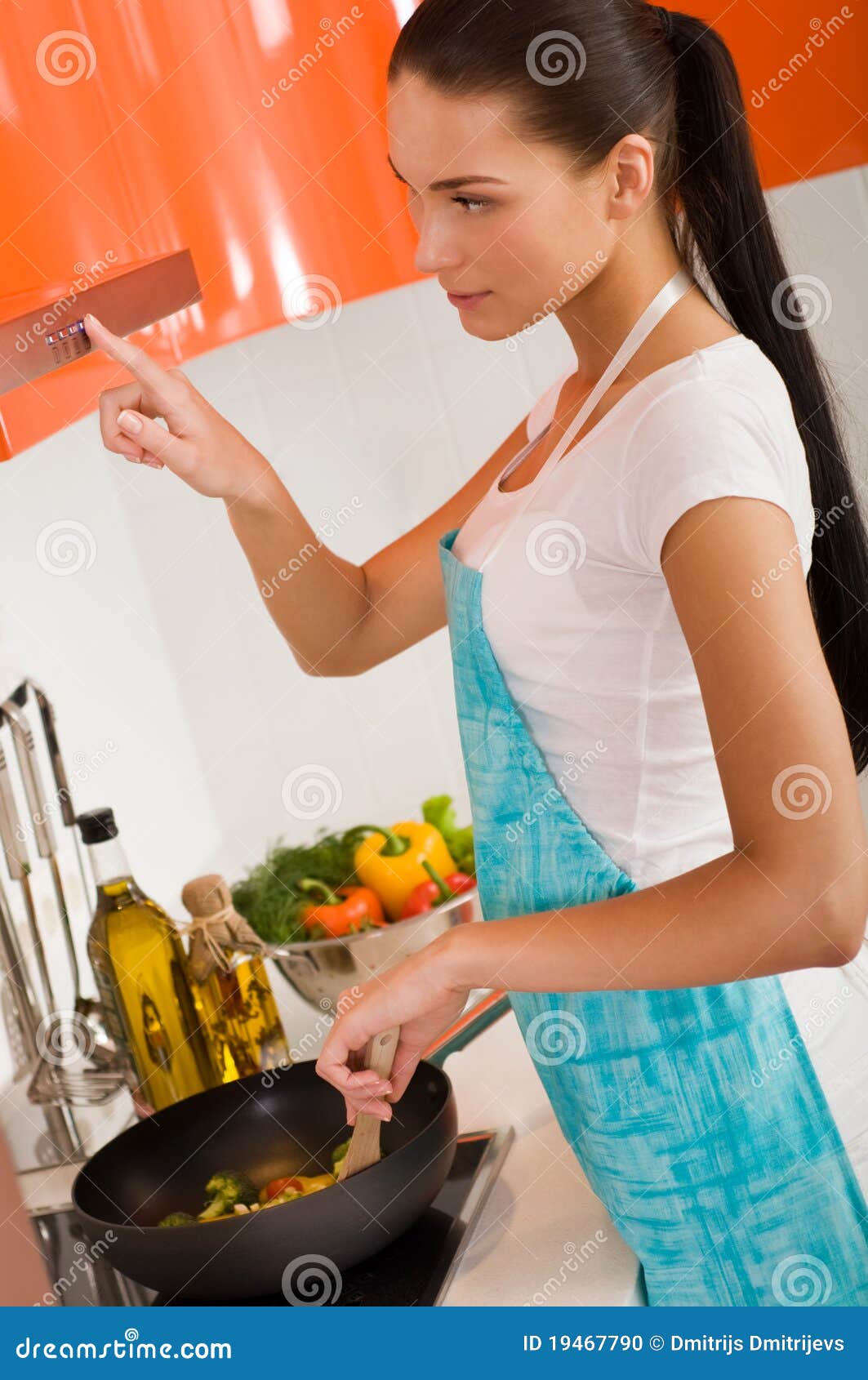 Beautiful Woman Cooking in the Kitchen Stock Photo - Image of adult ...