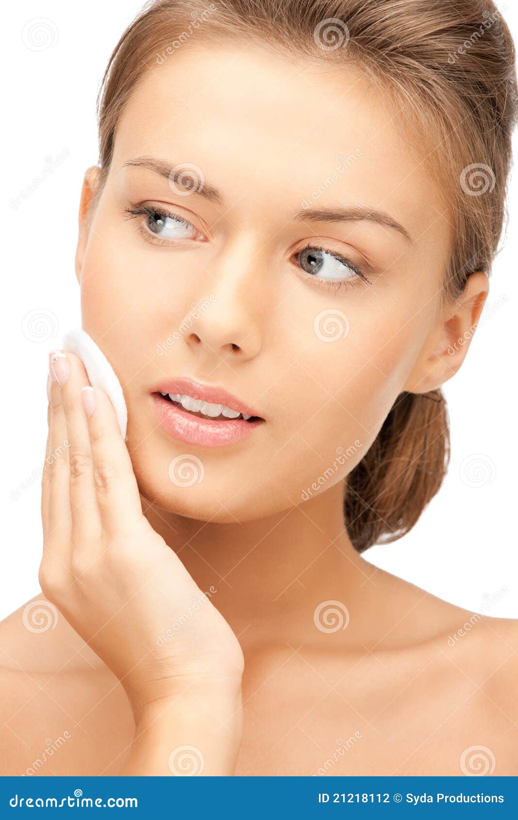 Beautiful Woman with Cotton Pad Stock Photo - Image of perfect, nice ...