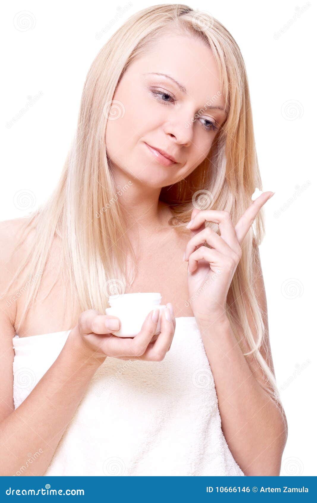 Beautiful woman with cream stock photo. Image of body - 10666146