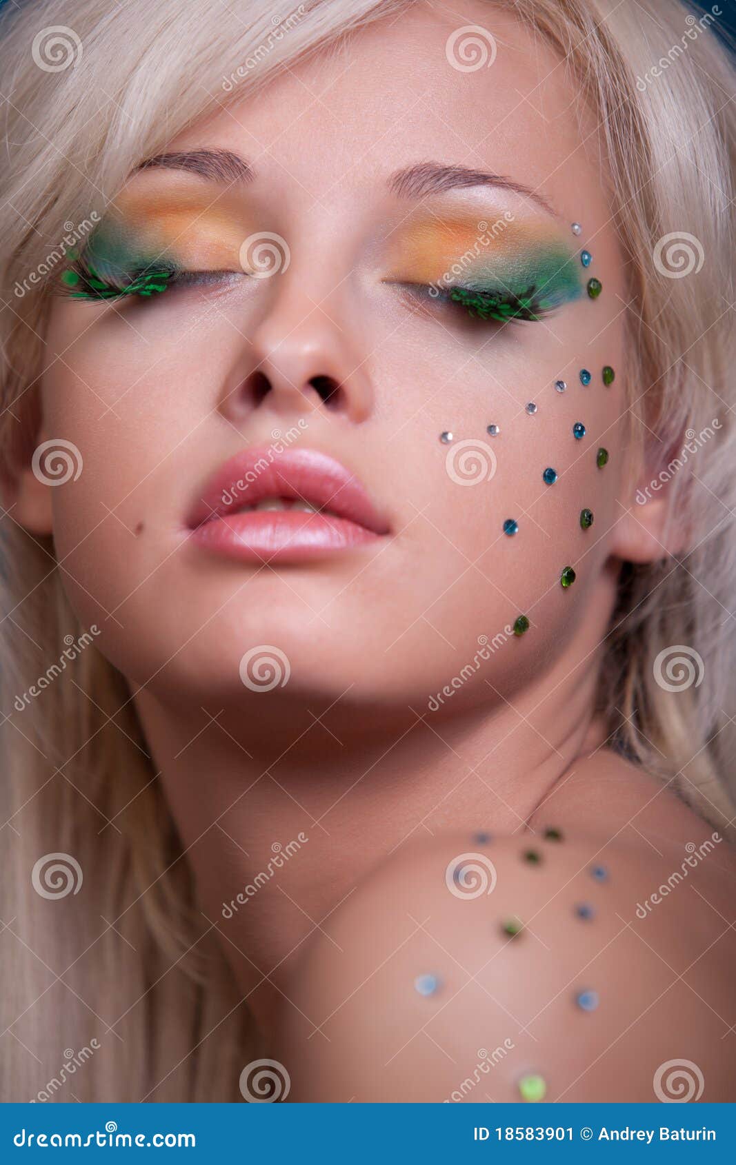 Beautiful Woman with Creative Makeup Stock Image - Image of cute, face ...