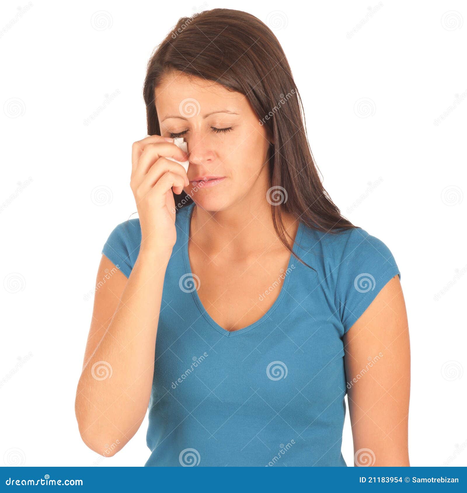 Beautiful woman is crying stock photo. Image of isolated - 21183954
