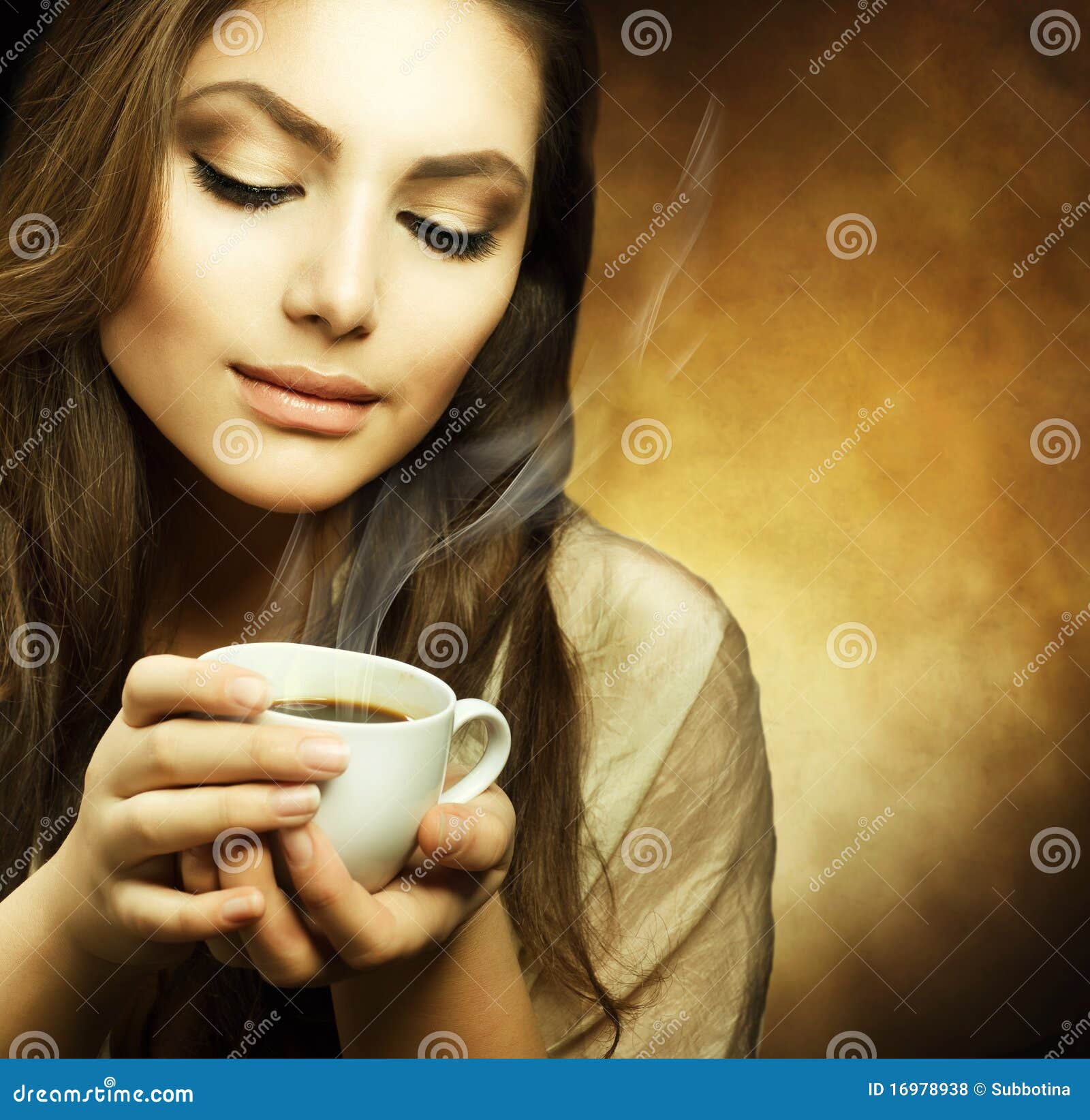 Beautiful Woman with Cup of Coffee Stock Photo - Image of face, enjoy ...