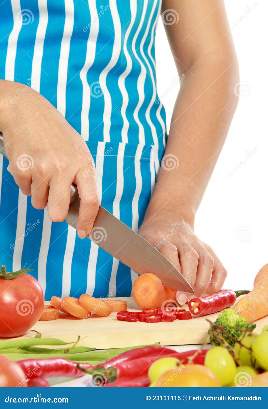 Beautiful Woman Cutting Vegetables Stock Image - Image of knife, cook ...