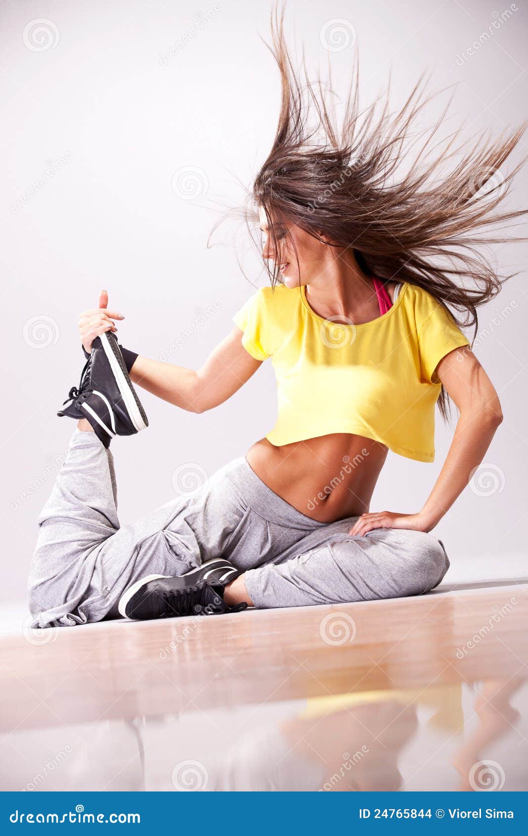 Beautiful Woman Dancer Resting on the Floor Stock Photo - Image of ...