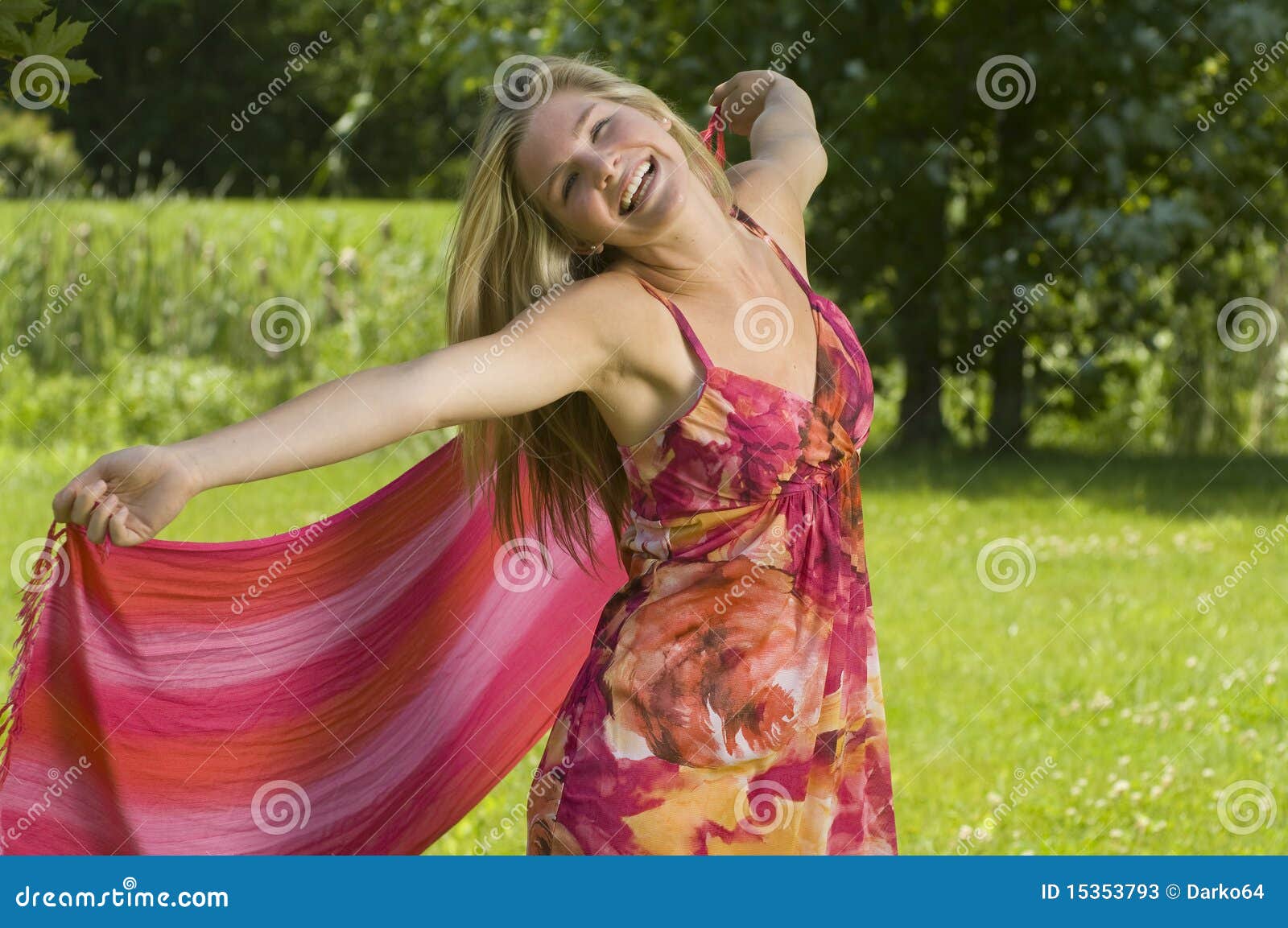 Beautiful Woman Dancing in Nature Stock Image - Image of caucasian ...