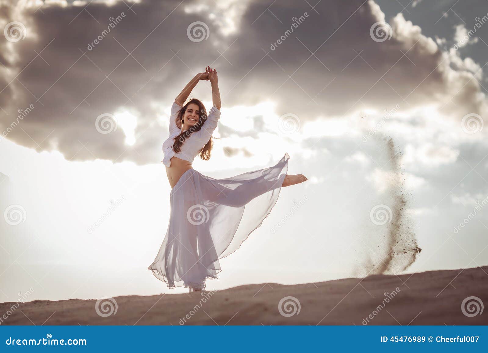 Beautiful Woman Dancing at Sunrise Stock Image - Image of jump ...