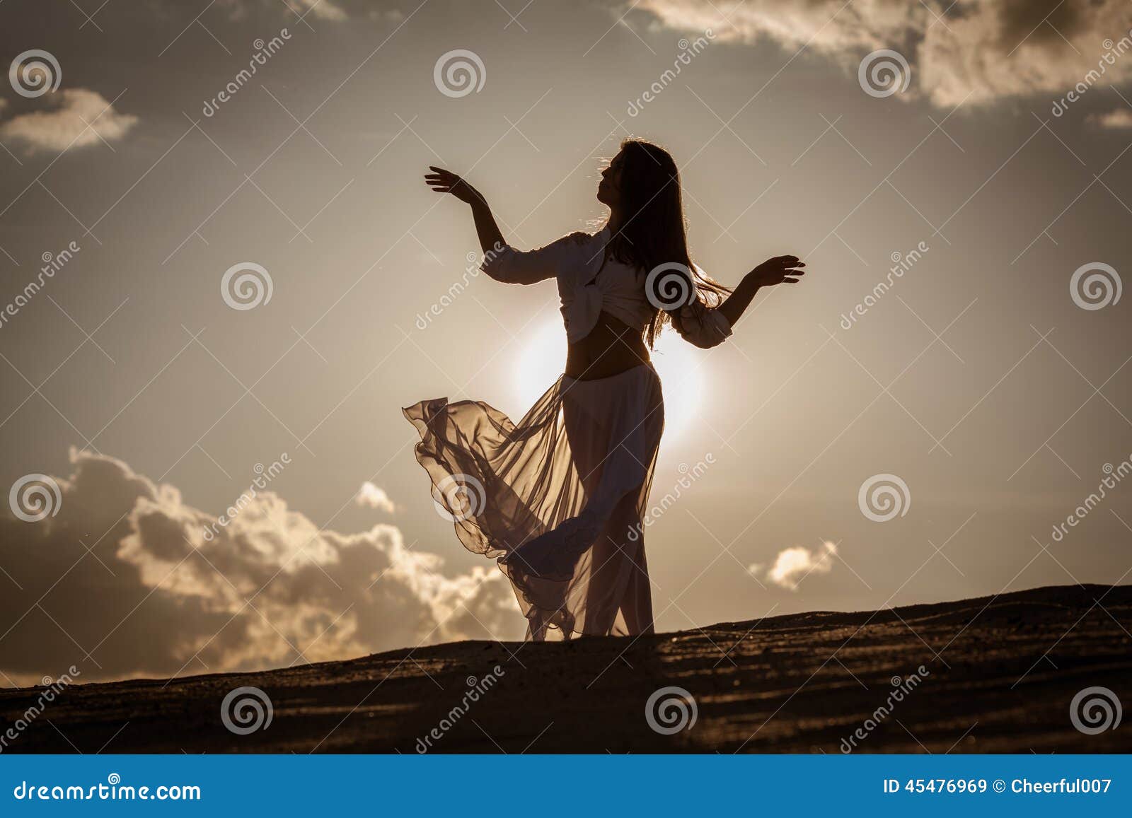 Beautiful Woman Dancing at Sunset Stock Image - Image of ideal, ballet ...
