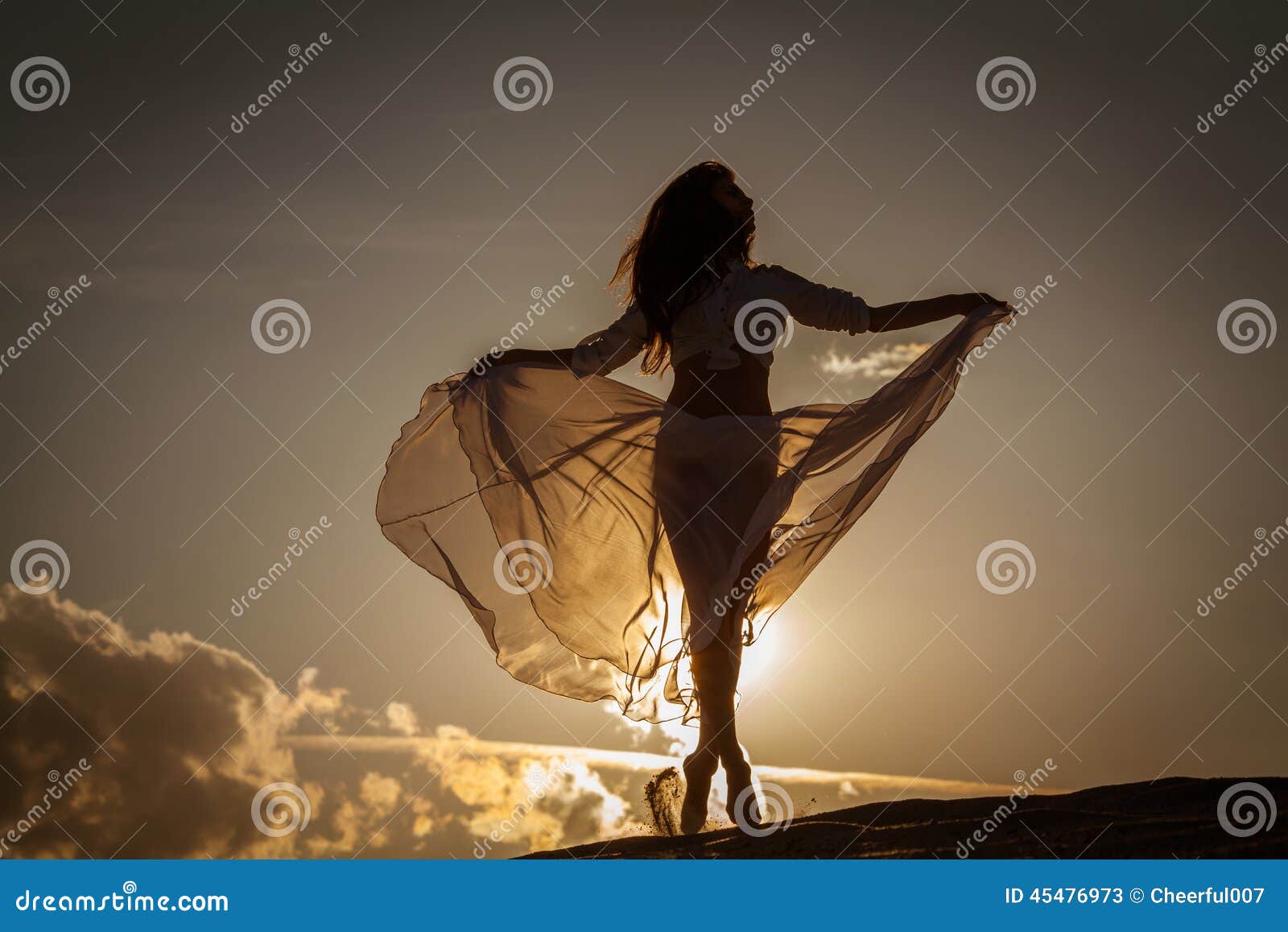 Beautiful Woman Dancing at Sunset Stock Image - Image of health ...
