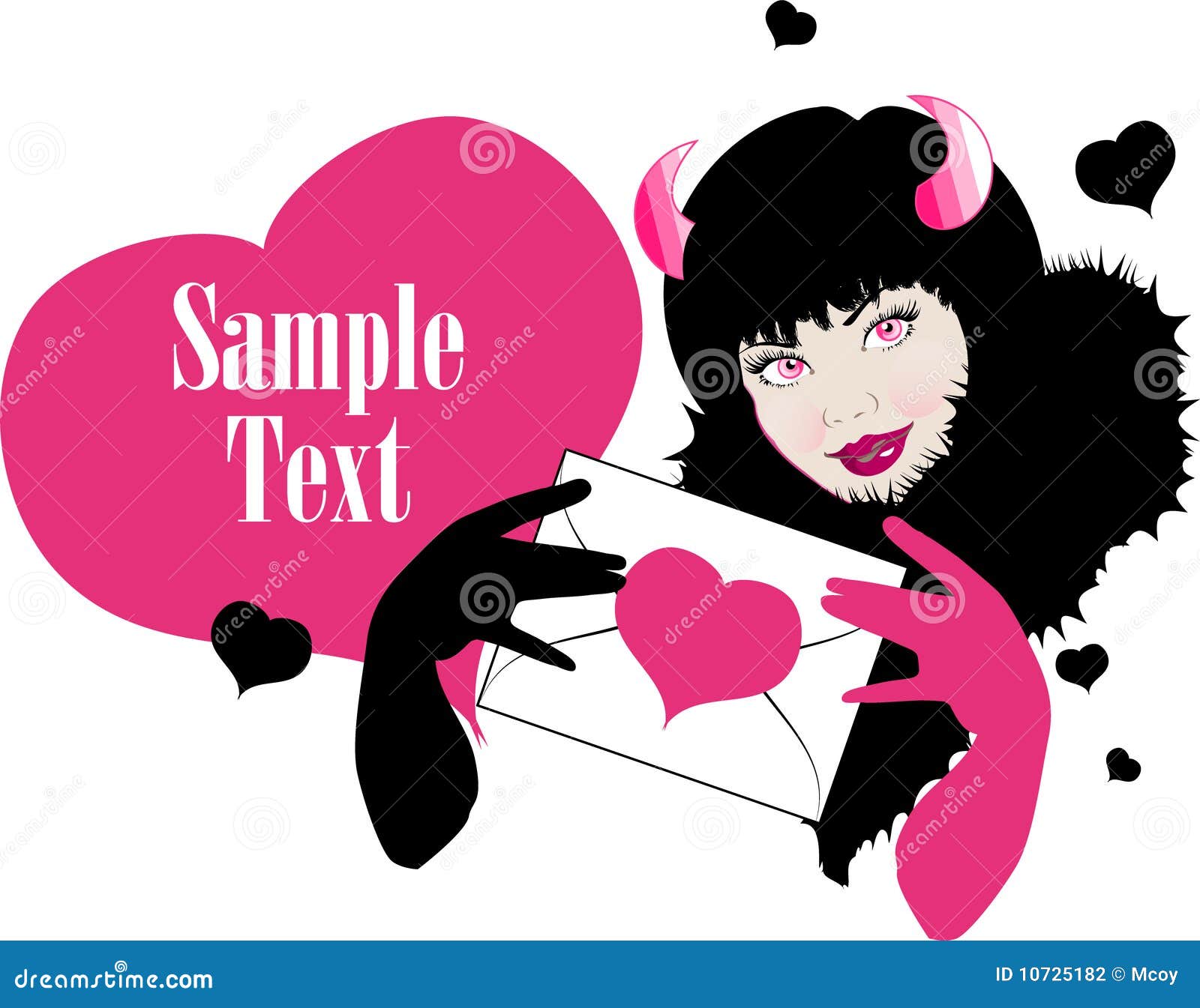 Beautiful Woman Devil with Pink Eyes Stock Illustration - Illustration ...