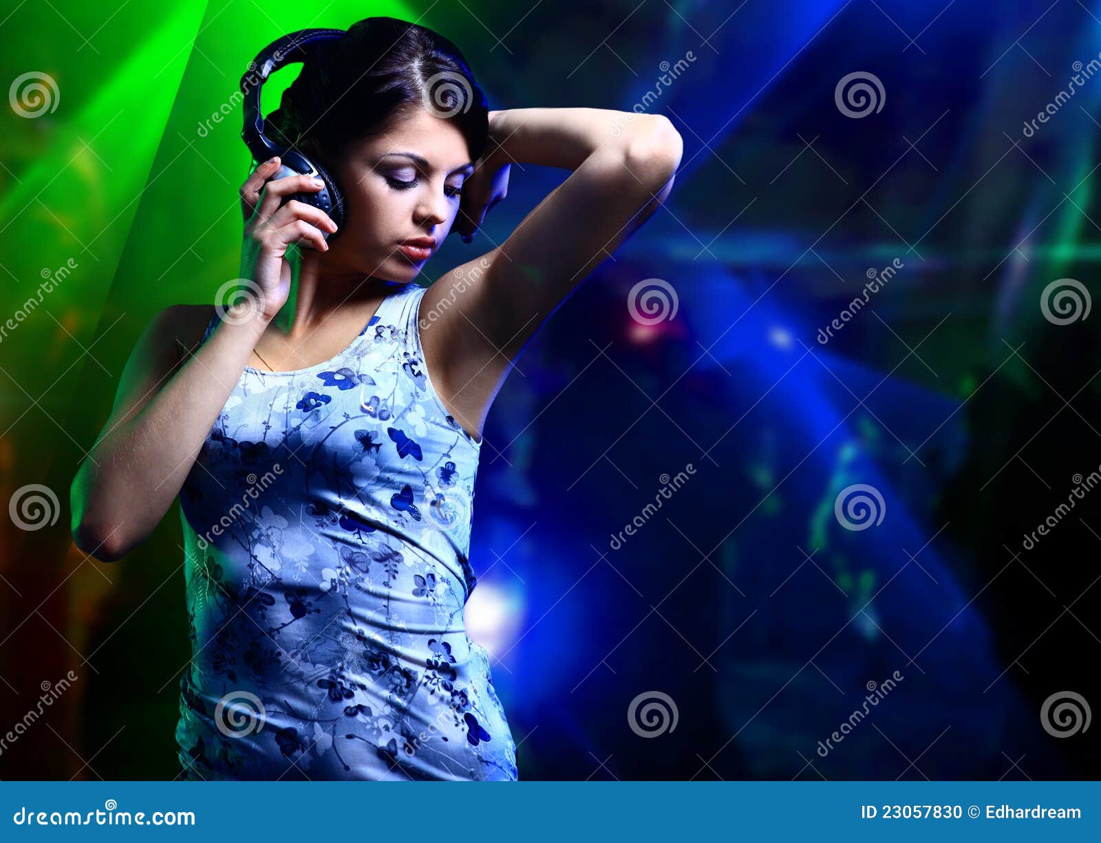 Beautiful woman dj with stock photo. Image of disco, model - 23057830