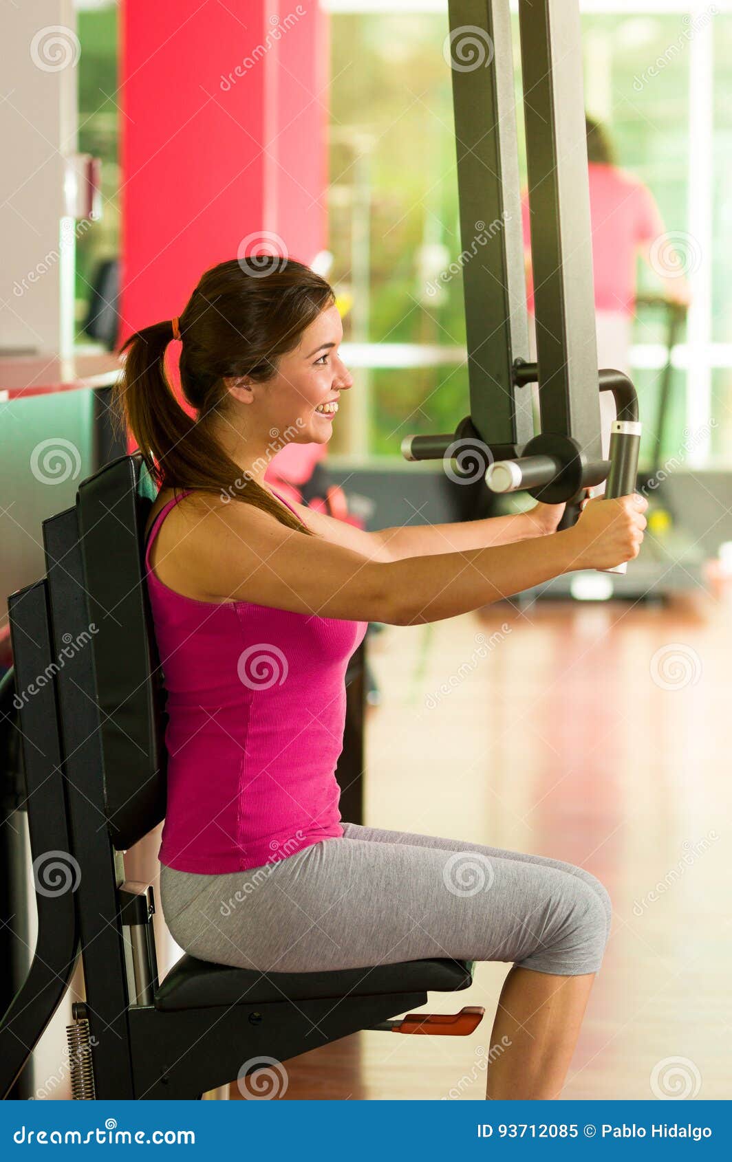 Beautiful Woman Doing Chest Exercises in Gym Stock Image - Image of ...