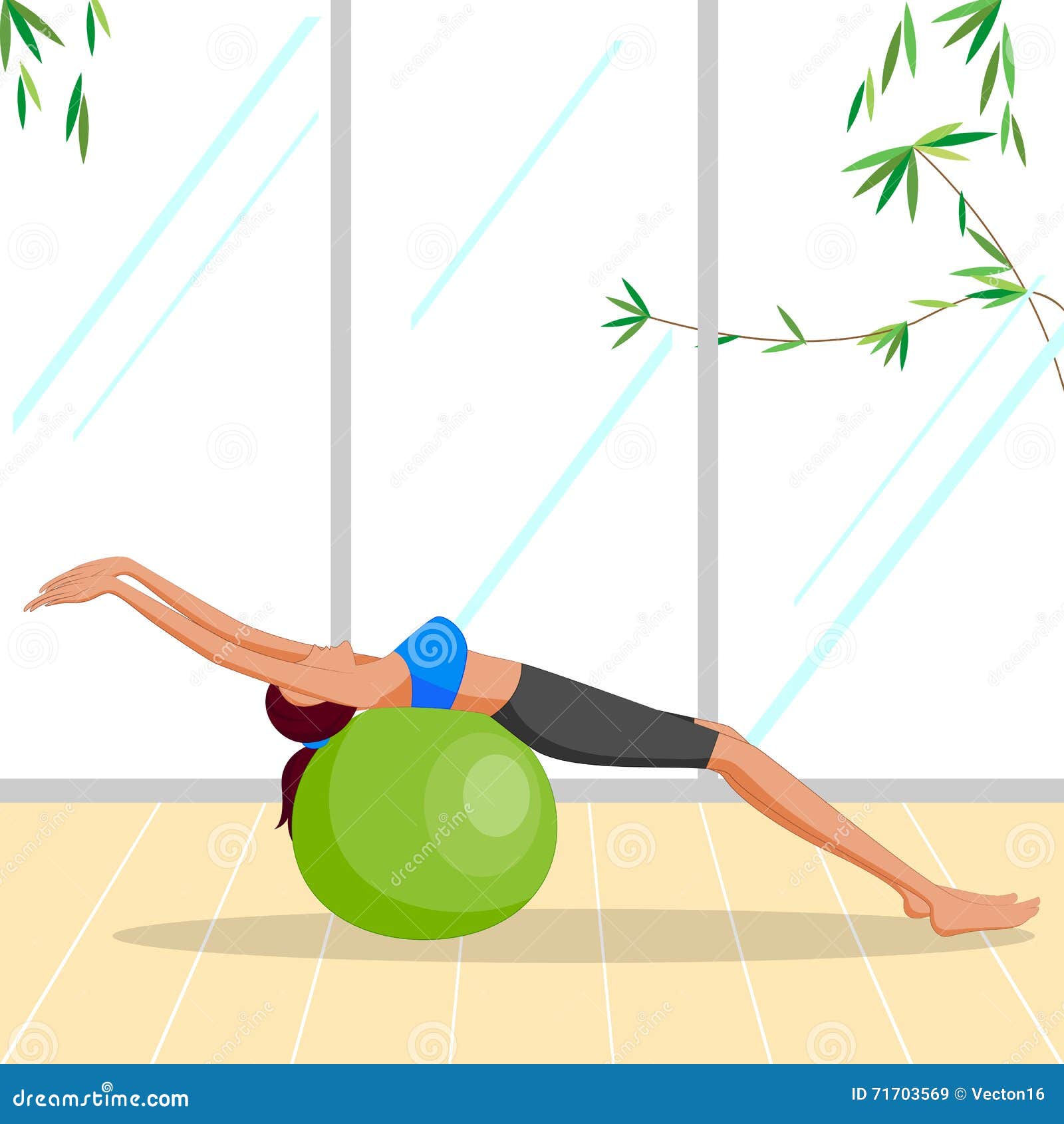 Beautiful Woman Doing Pilates Exercise Stock Illustration ...