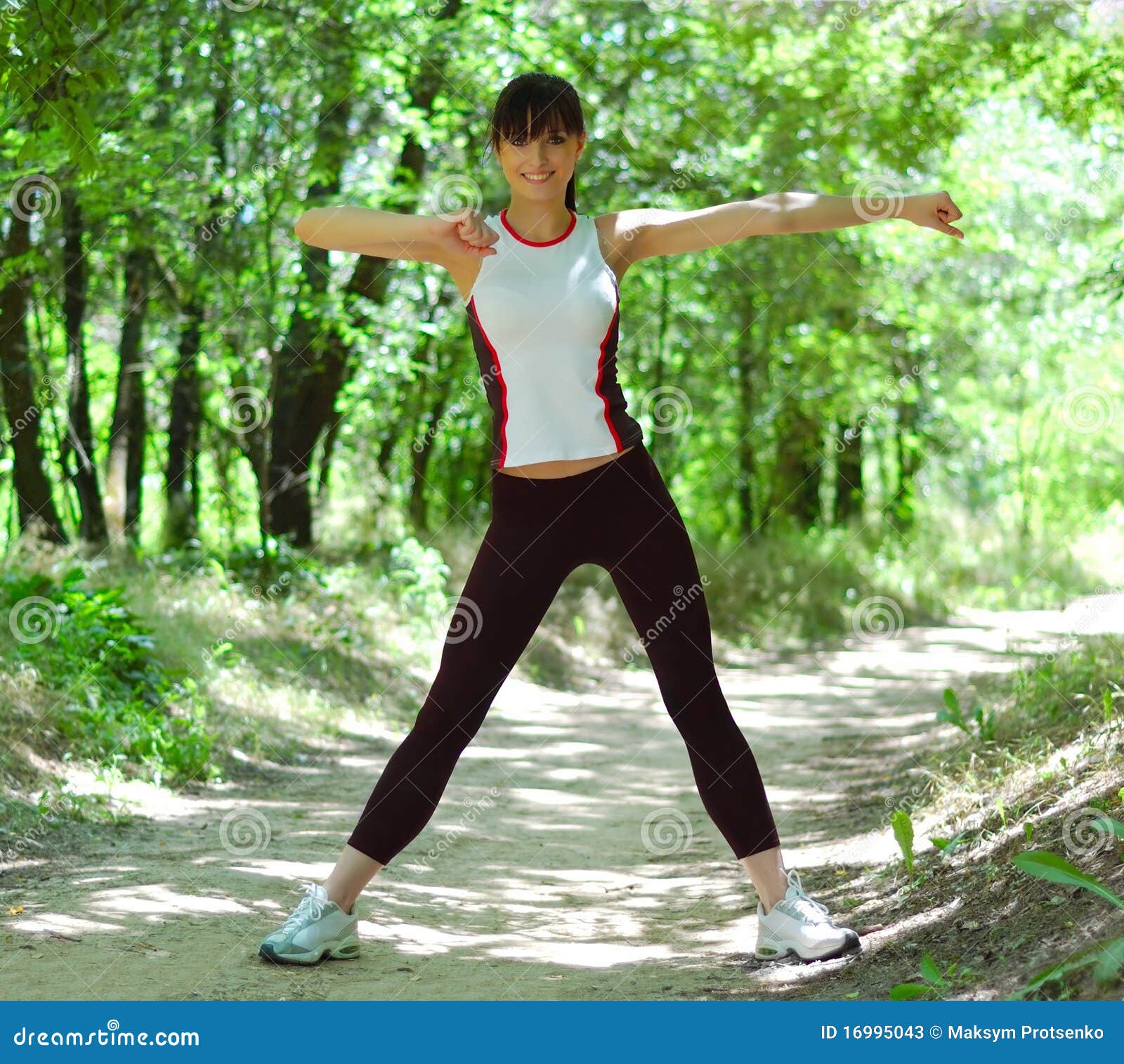 Beautiful Woman Doing Stretching Exercise Stock Image - Image of ...