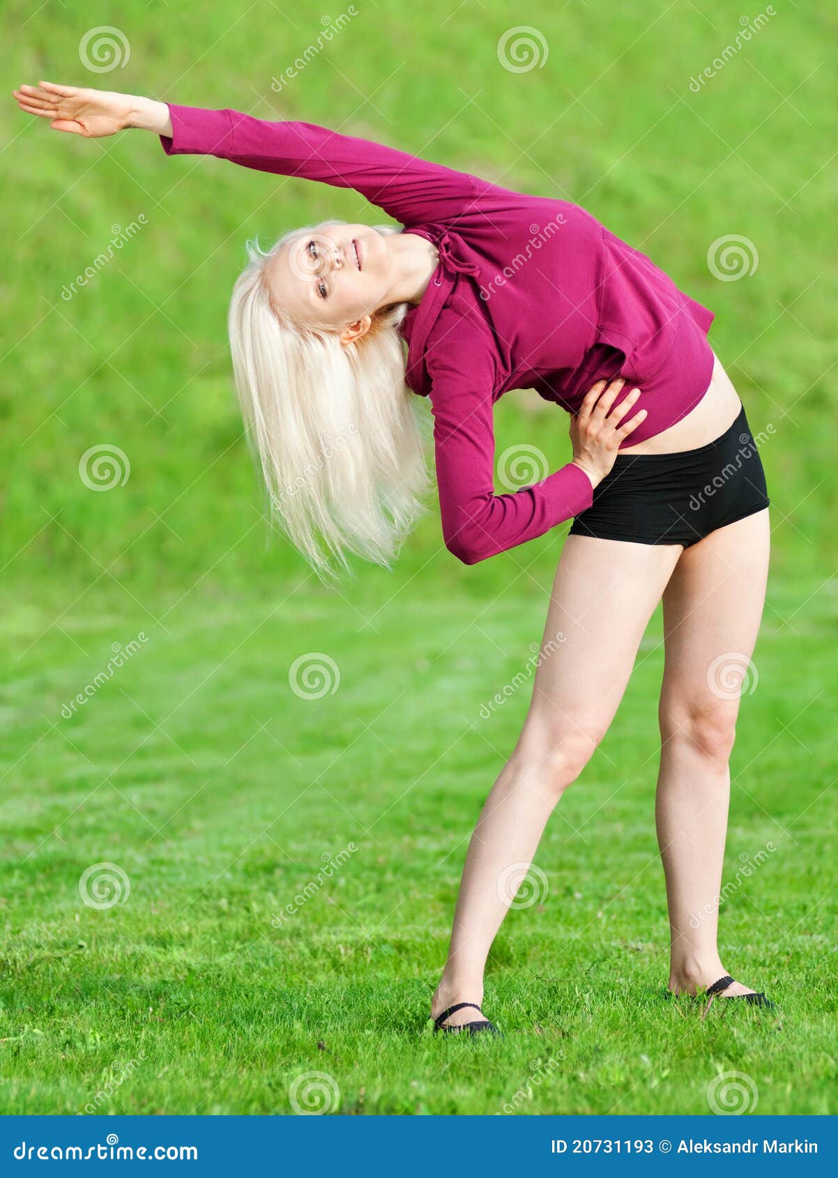 Beautiful Woman Doing Yoga Stretching Exercise Stock Image - Image of ...