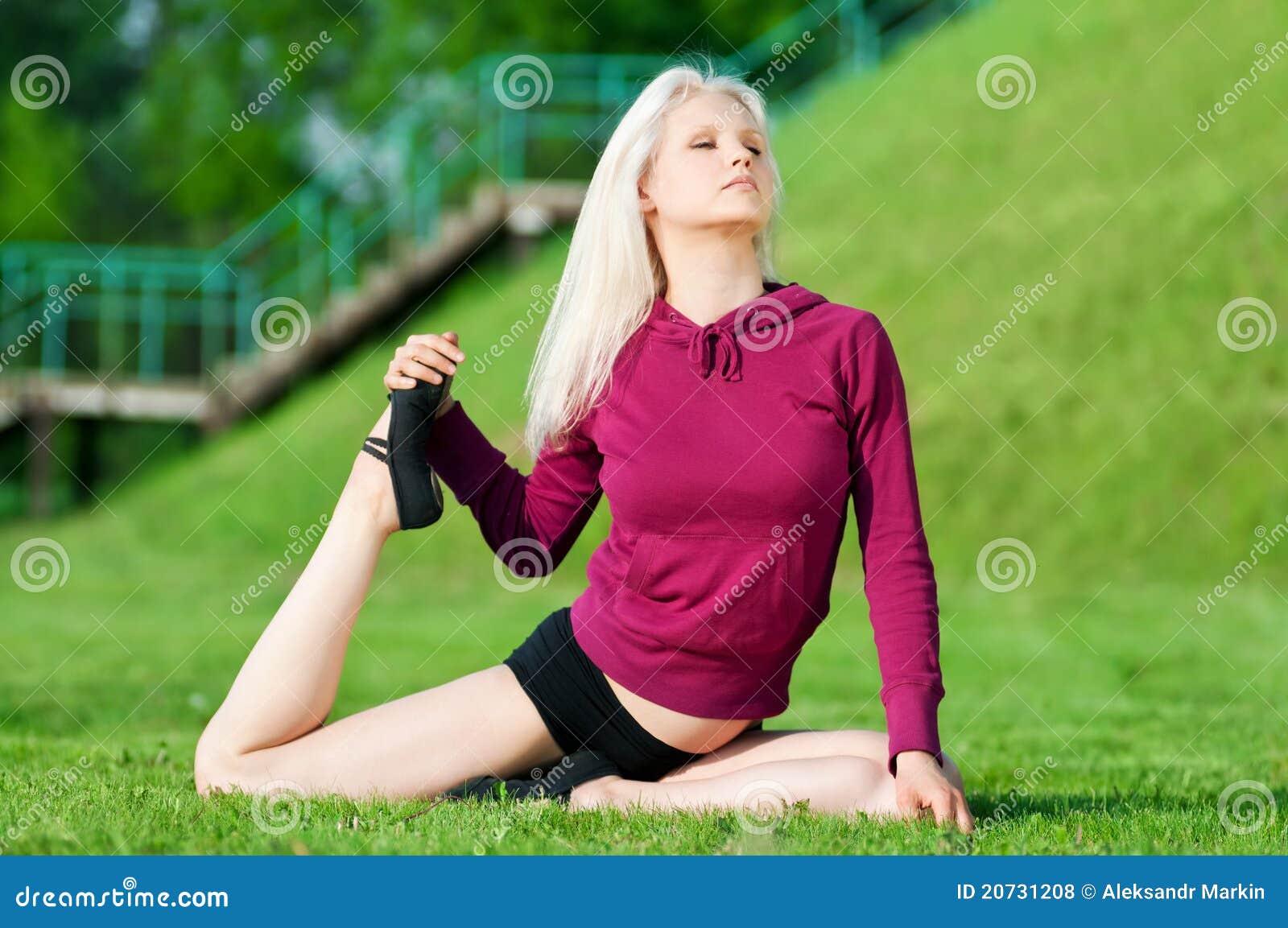 Beautiful Woman Doing Yoga Stretching Exercise Stock Photo - Image of ...