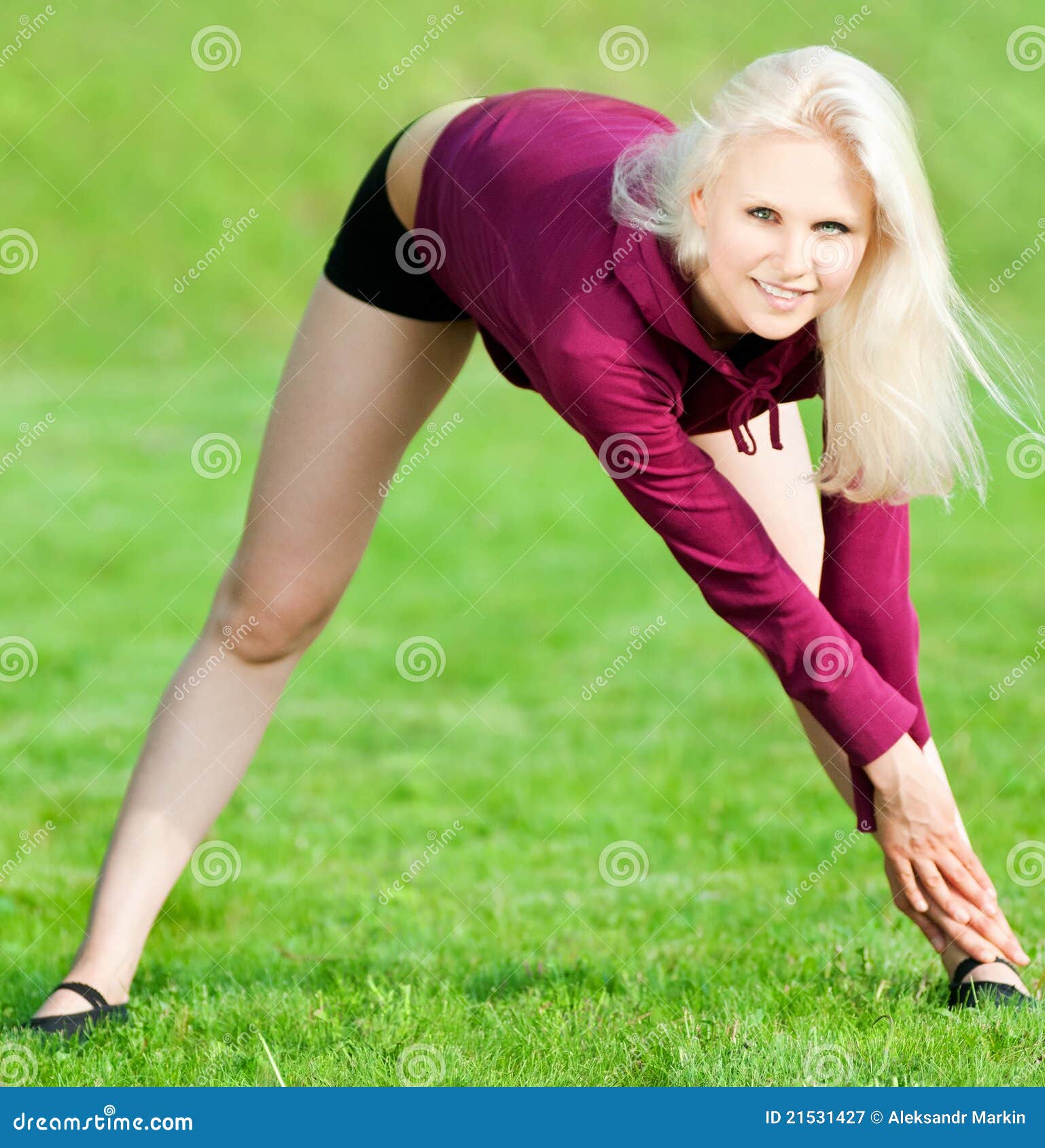 Beautiful Woman Doing Yoga Stretching Exercise Stock Image - Image of ...