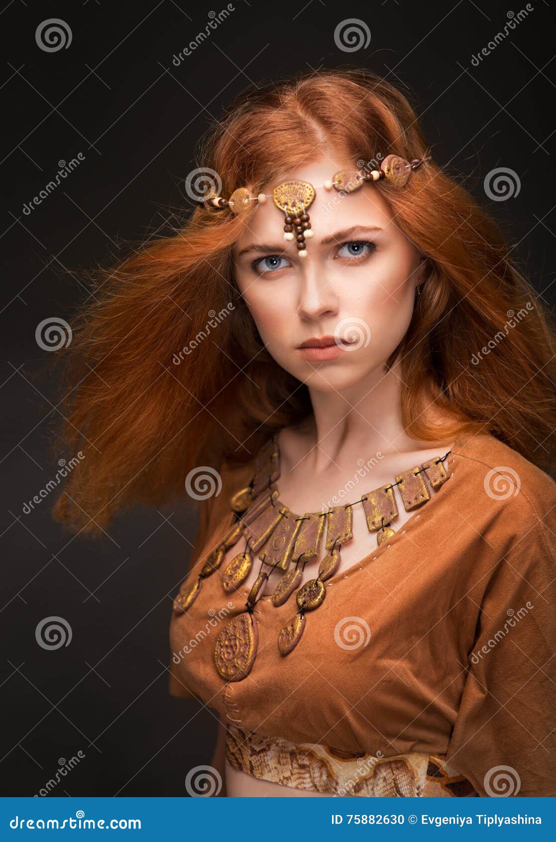 Beautiful Woman Dressed As Amazons Stock Photo - Image of hair ...