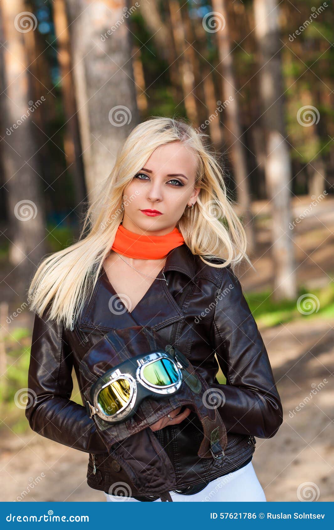 Beautiful Woman Dressed As a Pilot Stock Photo - Image of outdoors ...