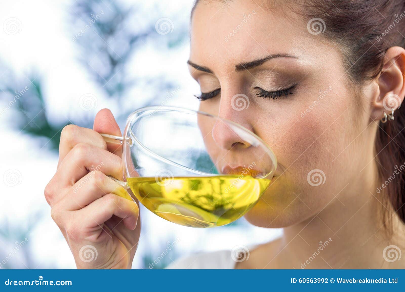 Beautiful Woman Drinking Herbal Tea Stock Photo - Image of beverage ...