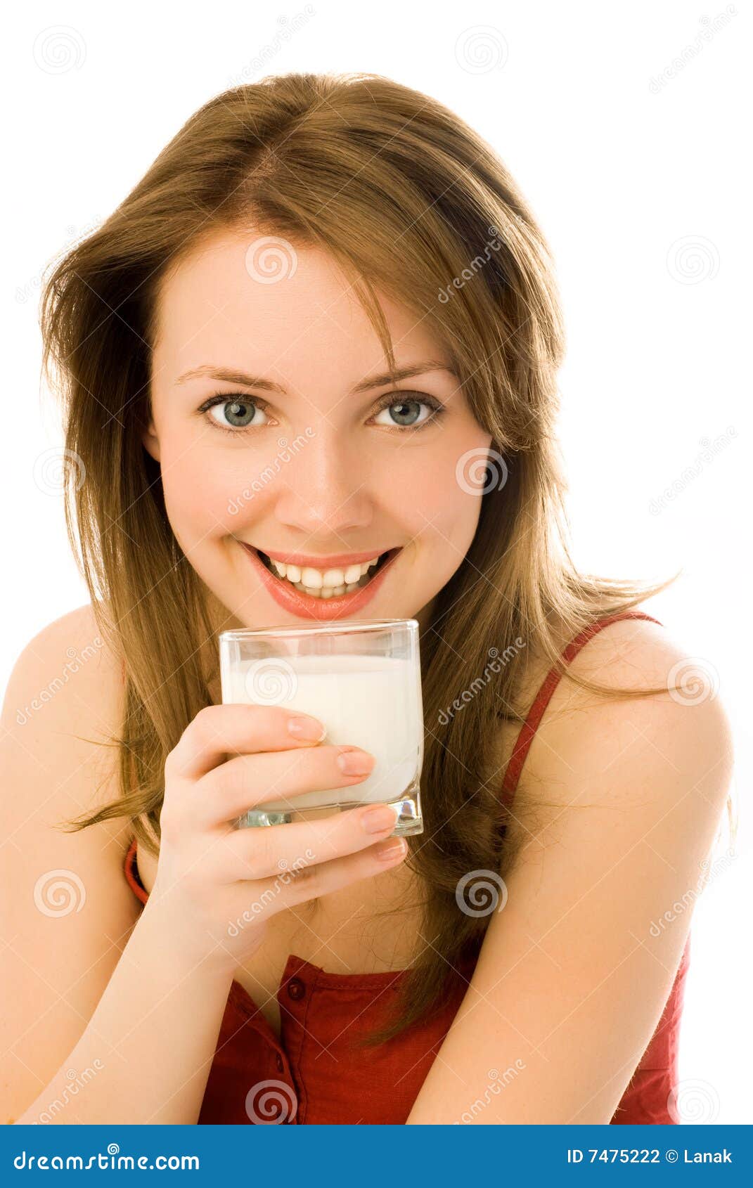 Beautiful Woman Drinking Milk Stock Photo - Image of female, happy: 7475222