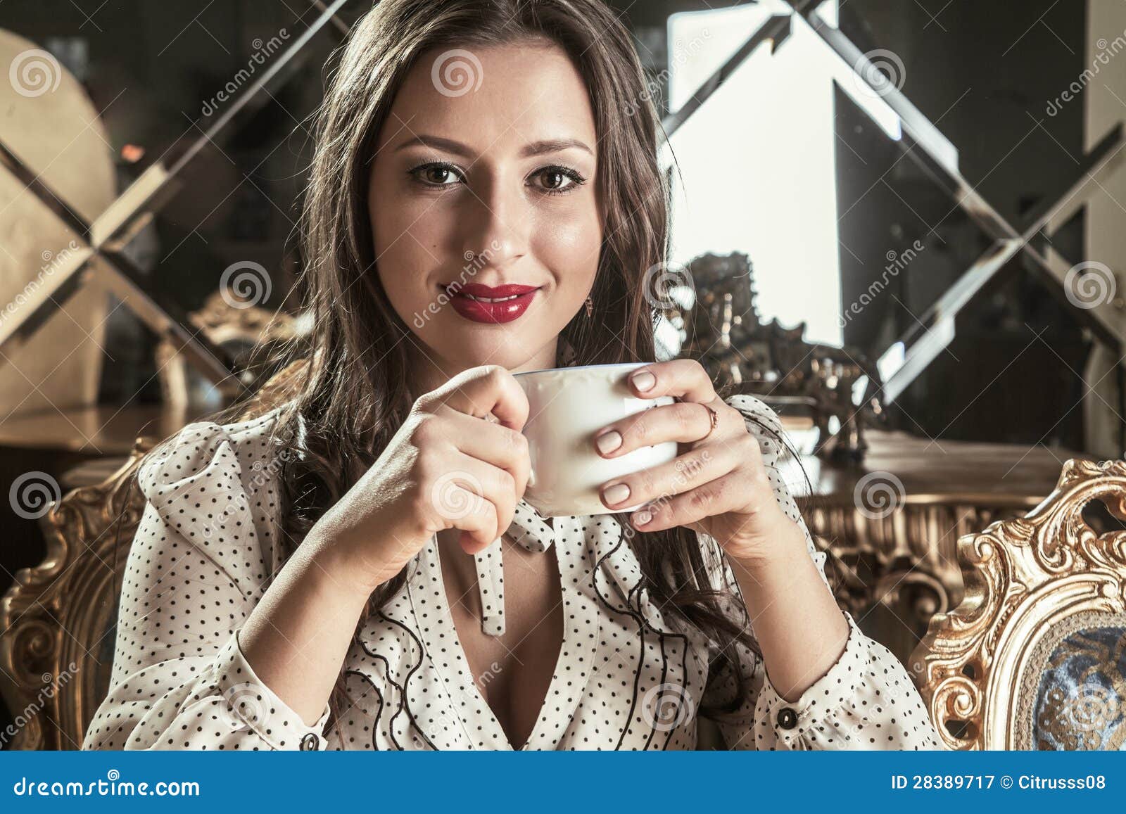Beautiful Woman Drinking Tea Stock Image - Image of girl, relaxation ...