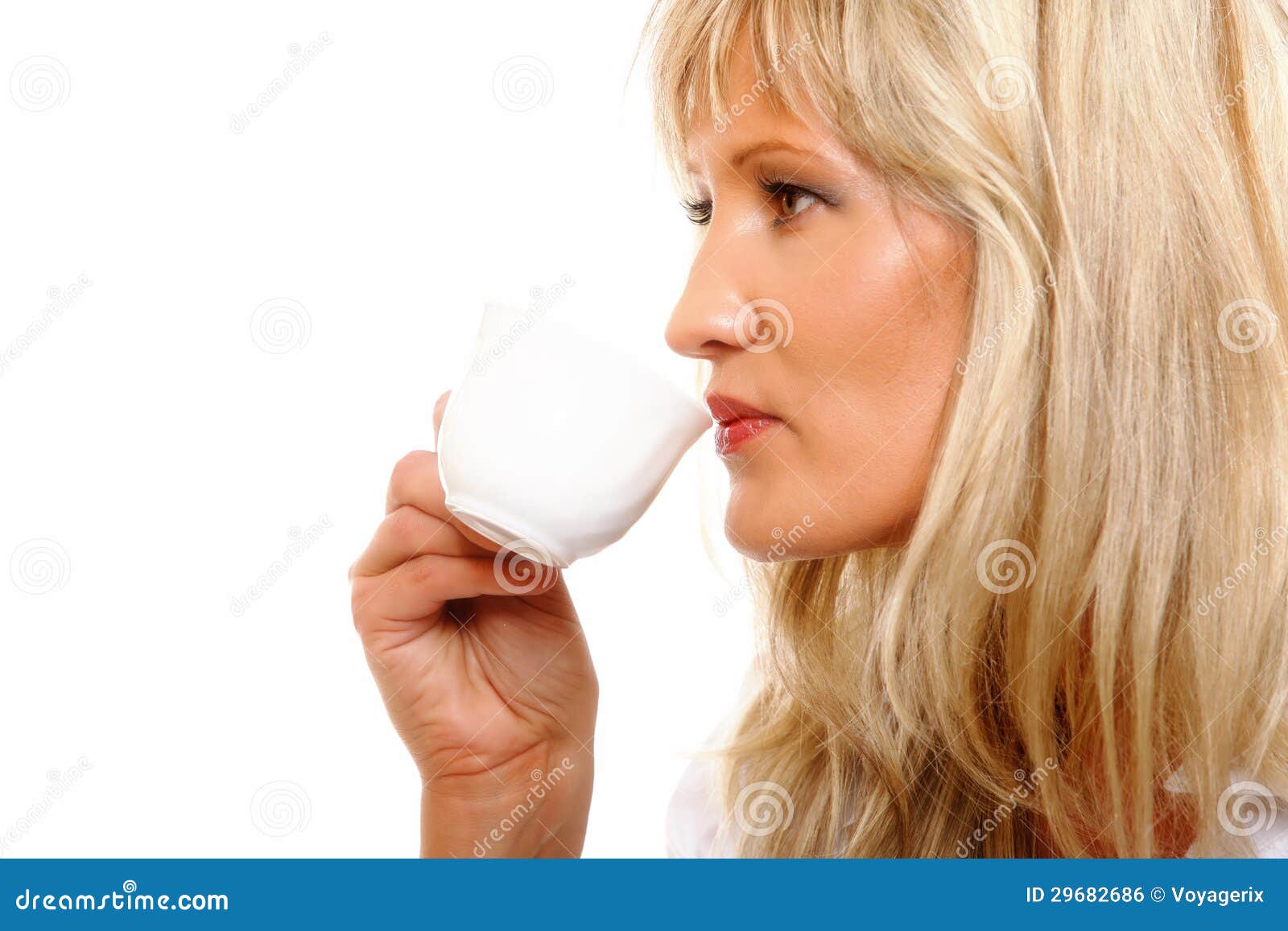 Beautiful Woman Drinking Tea or Coffee. Stock Photo - Image of ...
