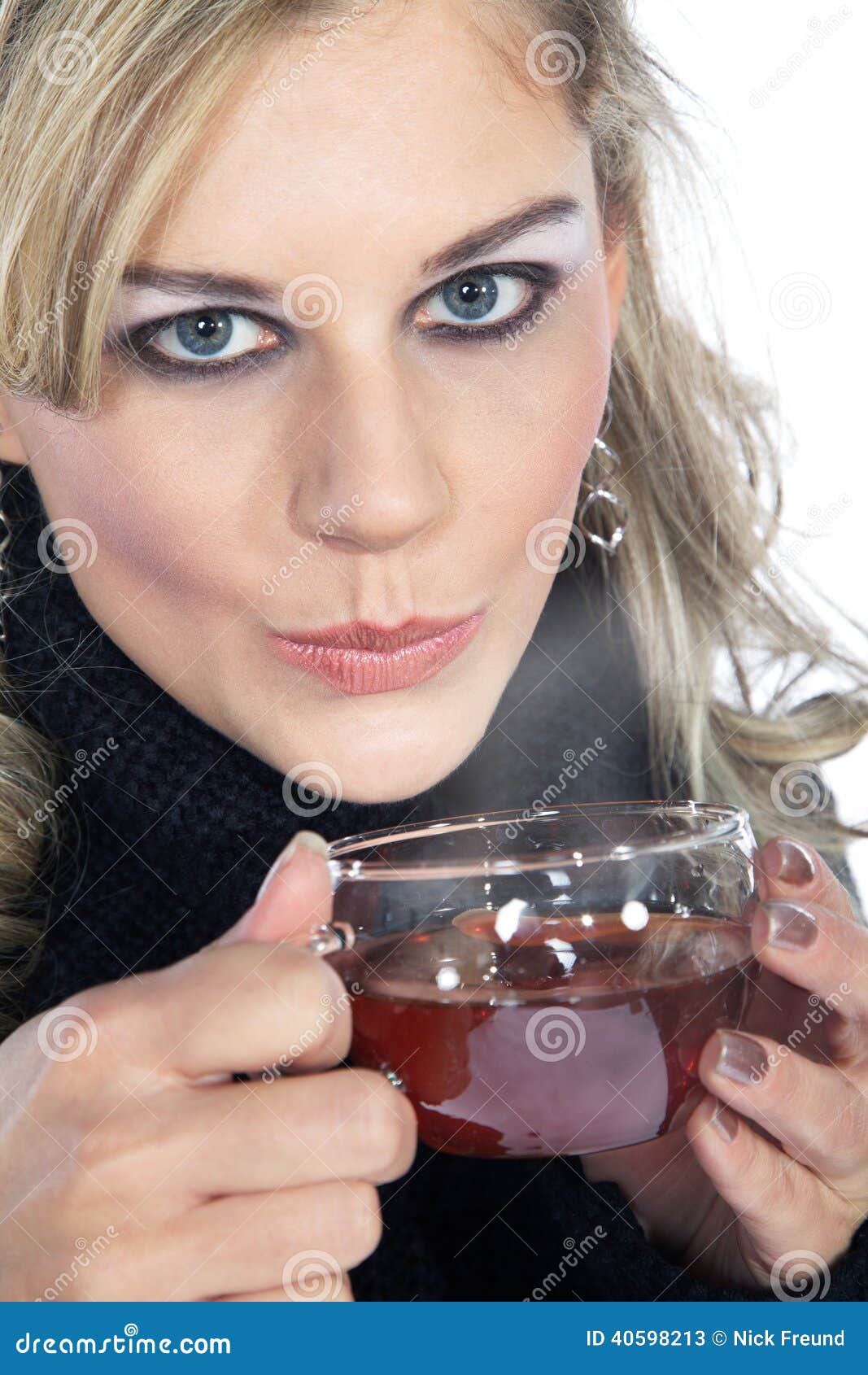 Beautiful Woman Drinking Tea Stock Image - Image of happy, beauty: 40598213