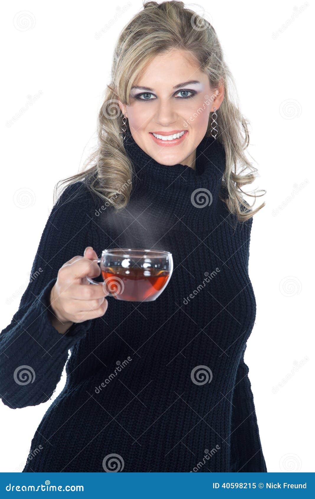 Beautiful Woman Drinking Tea Stock Image - Image of dark, break: 40598215