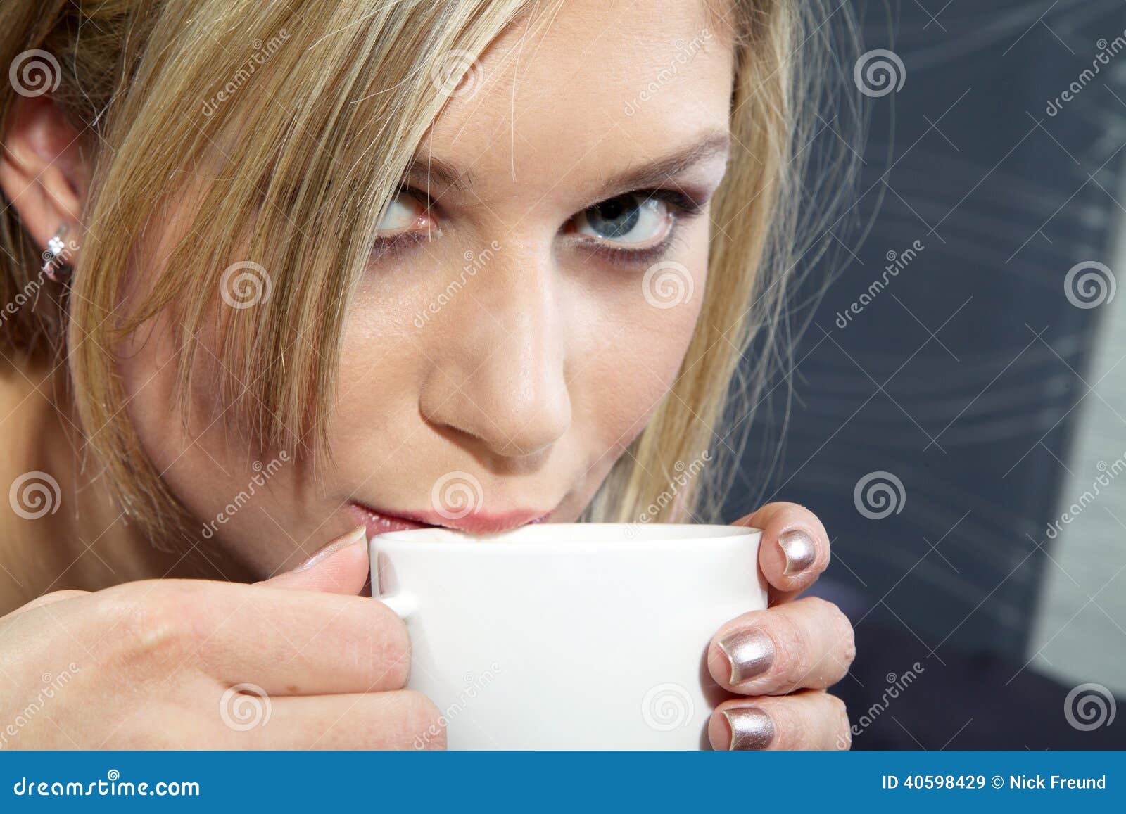 Beautiful Woman Drinking Tea Stock Image - Image of brewed, beautiful ...