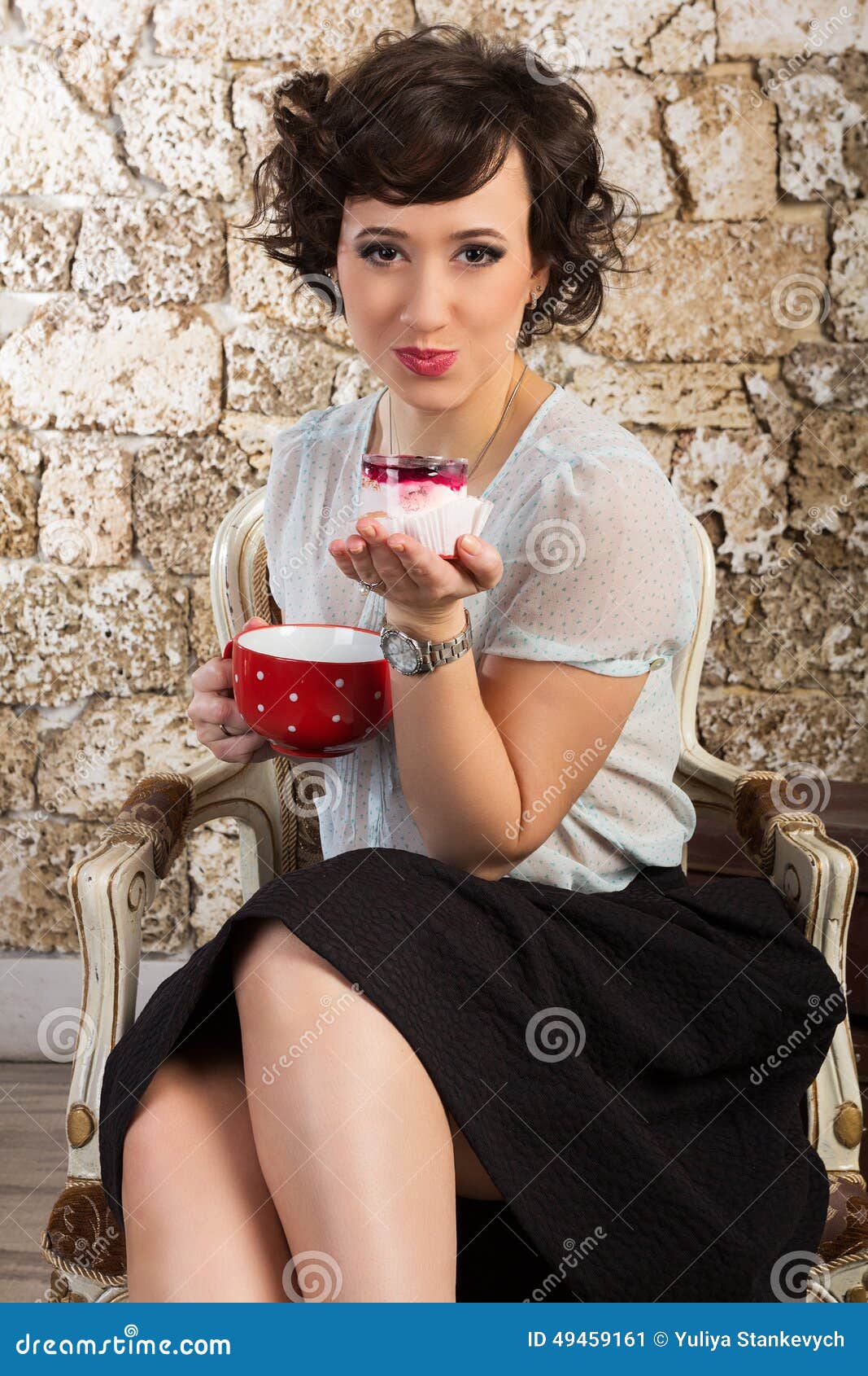 Beautiful Woman Drinking Tea Stock Image - Image of legs, portrait ...