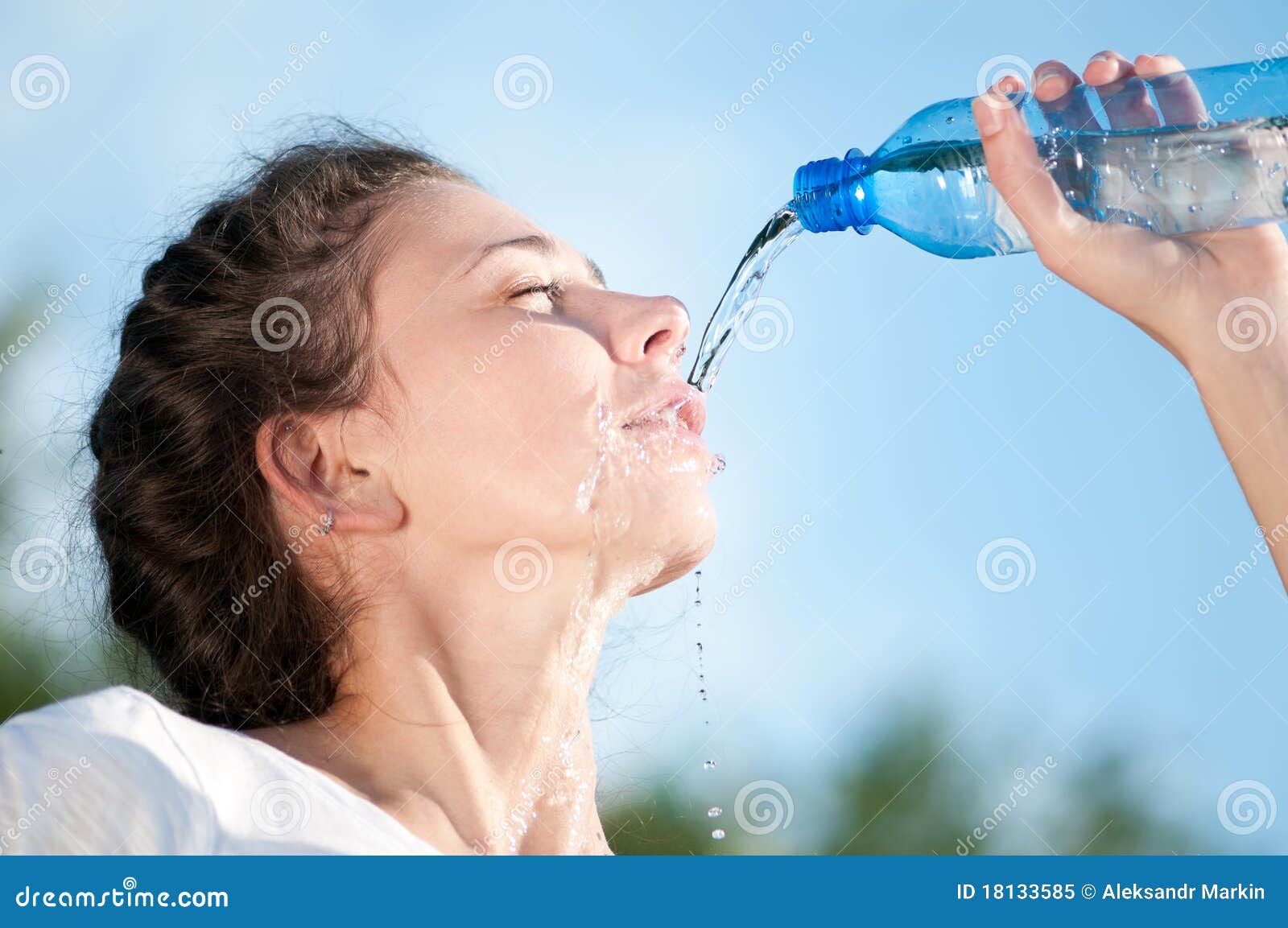 Beautiful Woman Drinking Water. Thirst Stock Image - Image of outdoor ...