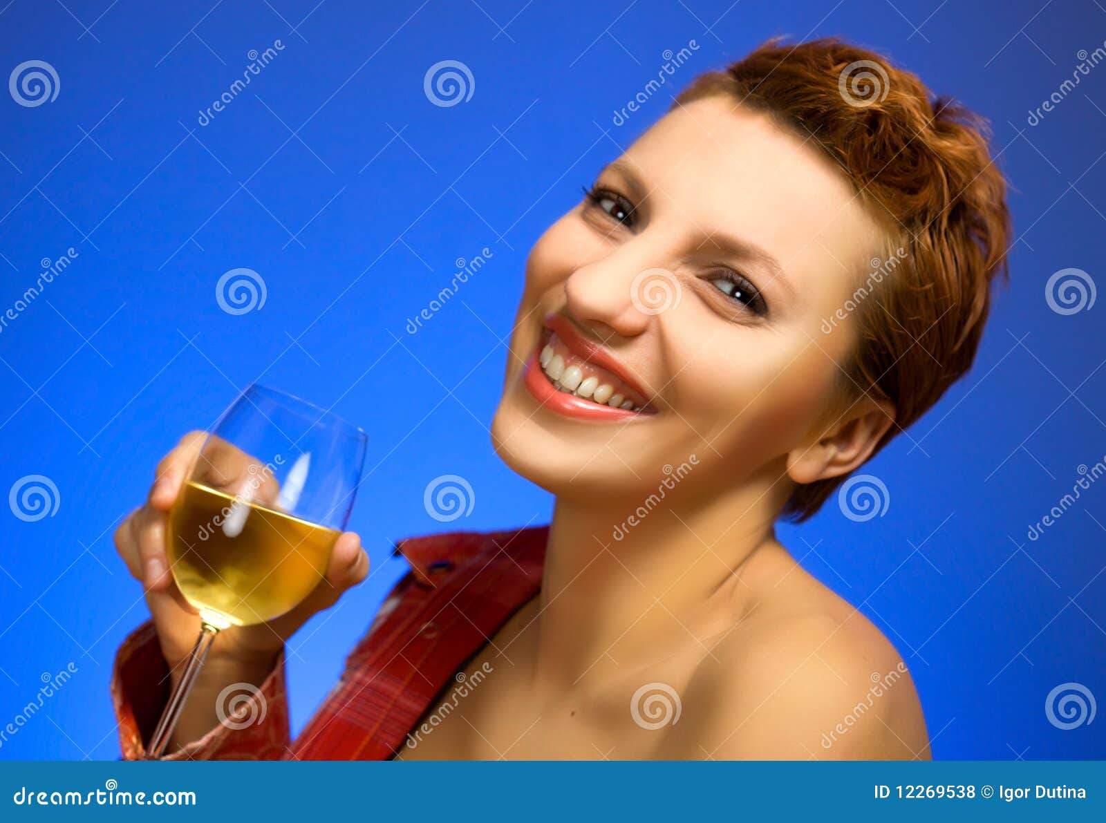 Beautiful Woman Drinking White Wine Stock Photo - Image of glass ...