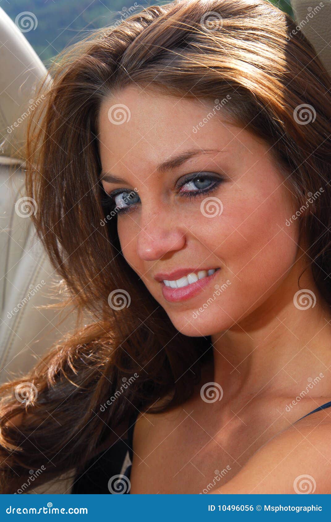 Beautiful Woman Driving a Car Stock Photo - Image of brunette, person ...