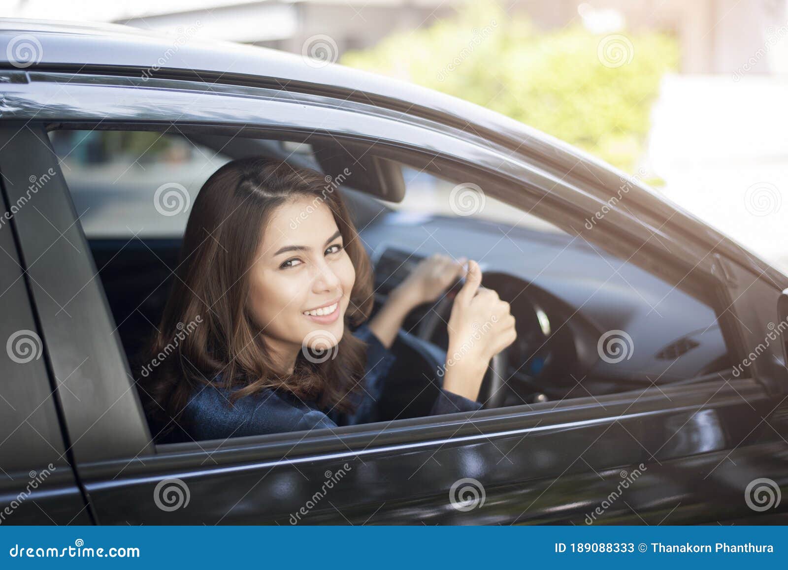 Beautiful Woman is Driving Her Car Stock Image - Image of girl, drive ...