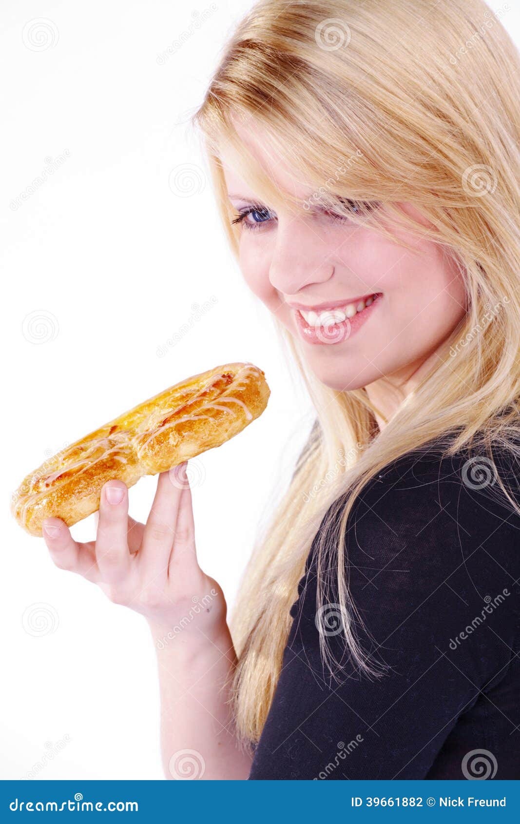 Beautiful Woman Eating a Biscuits Stock Photo - Image of eyes, closeup ...