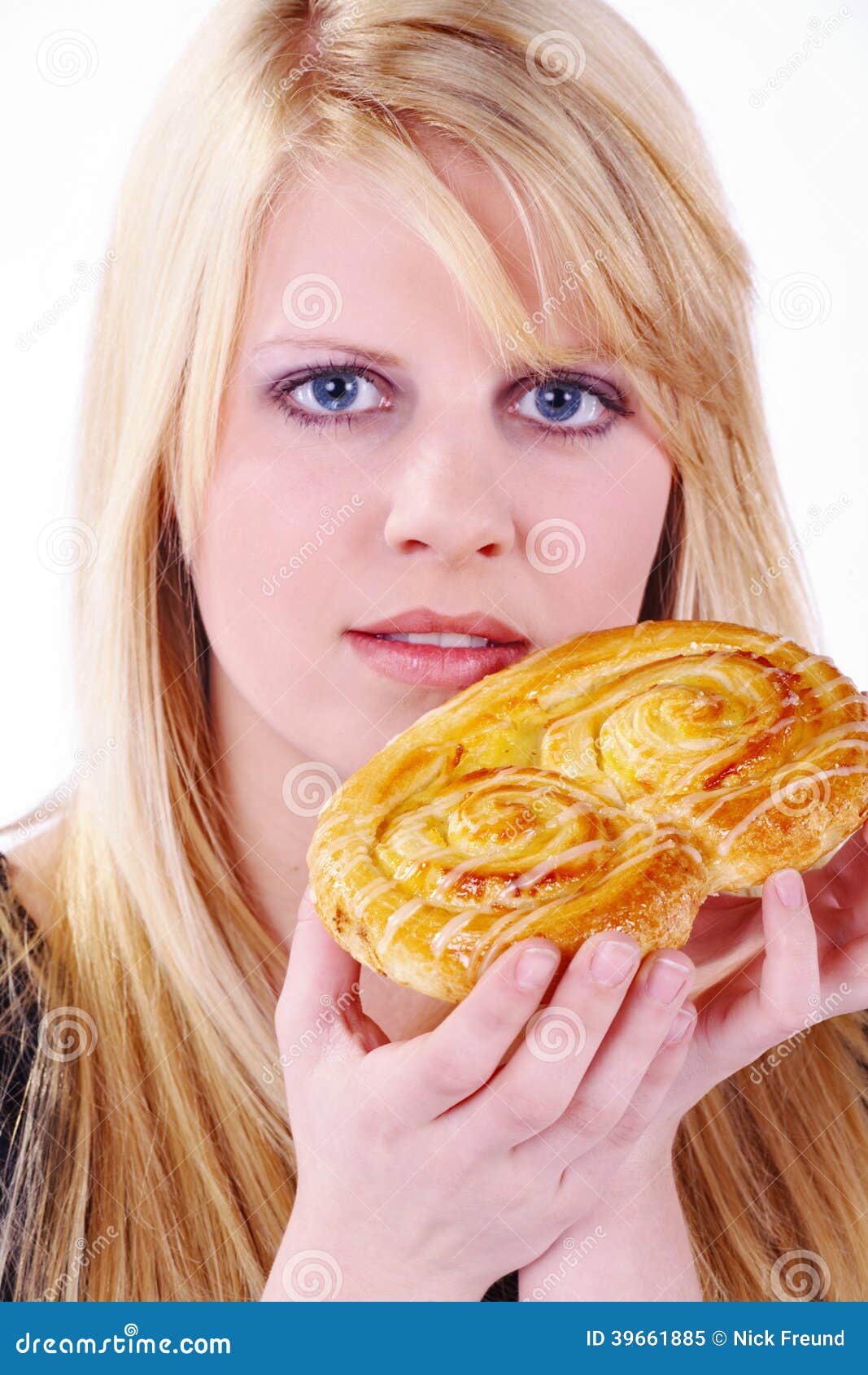 Beautiful Woman Eating a Biscuits Stock Image - Image of baked, closeup ...