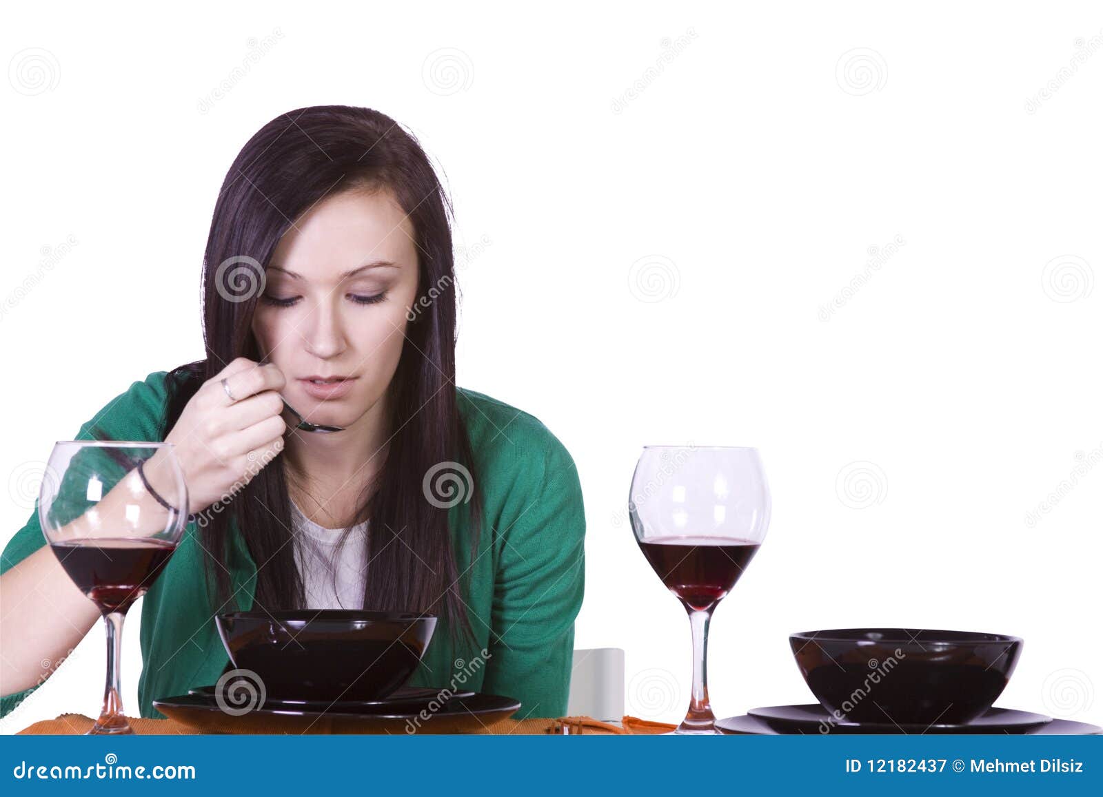 Beautiful Woman Eating Dinner Alone Stock Image - Image of human ...