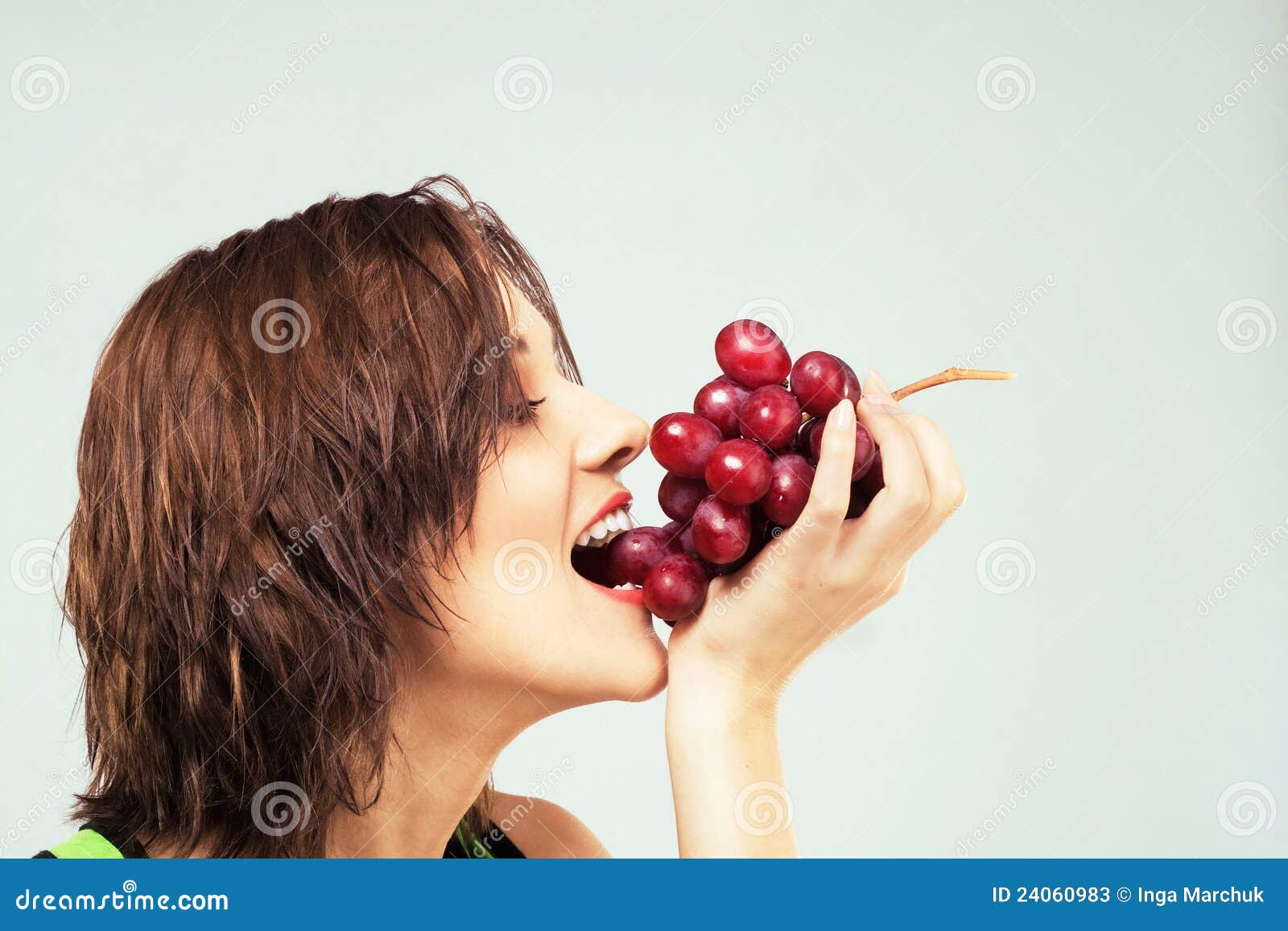 Beautiful Woman Eating Grapes Stock Image - Image of mouth, eating ...