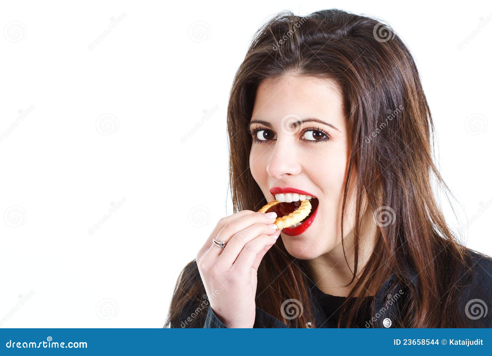 Beautiful Woman Eating Sweets Stock Photo - Image of chip, girl: 23658544