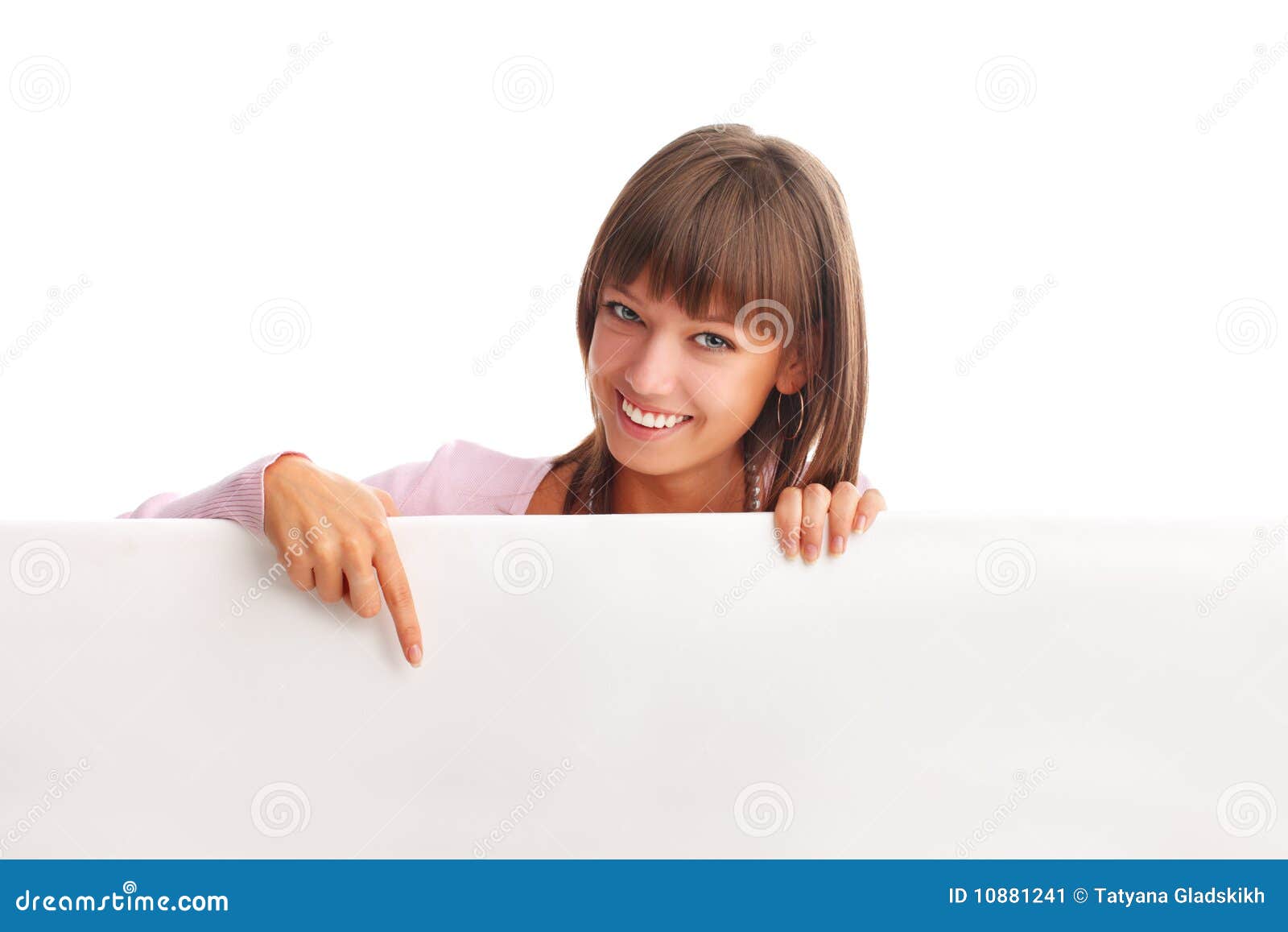 Beautiful Woman with Empty Blank Stock Image - Image of cheerful ...