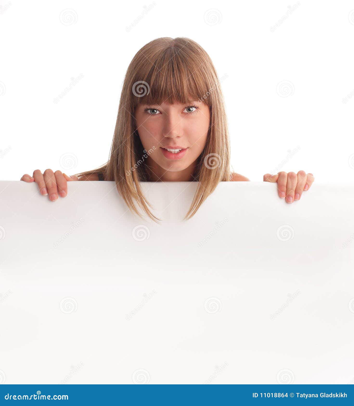 Beautiful Woman with Empty Blank Stock Photo - Image of beautiful ...