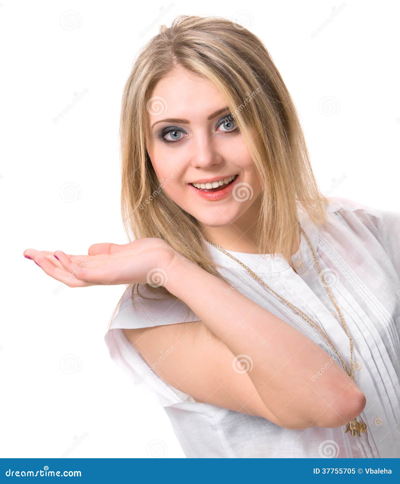 Beautiful Woman with Empty Hand Stock Image - Image of person, advert ...