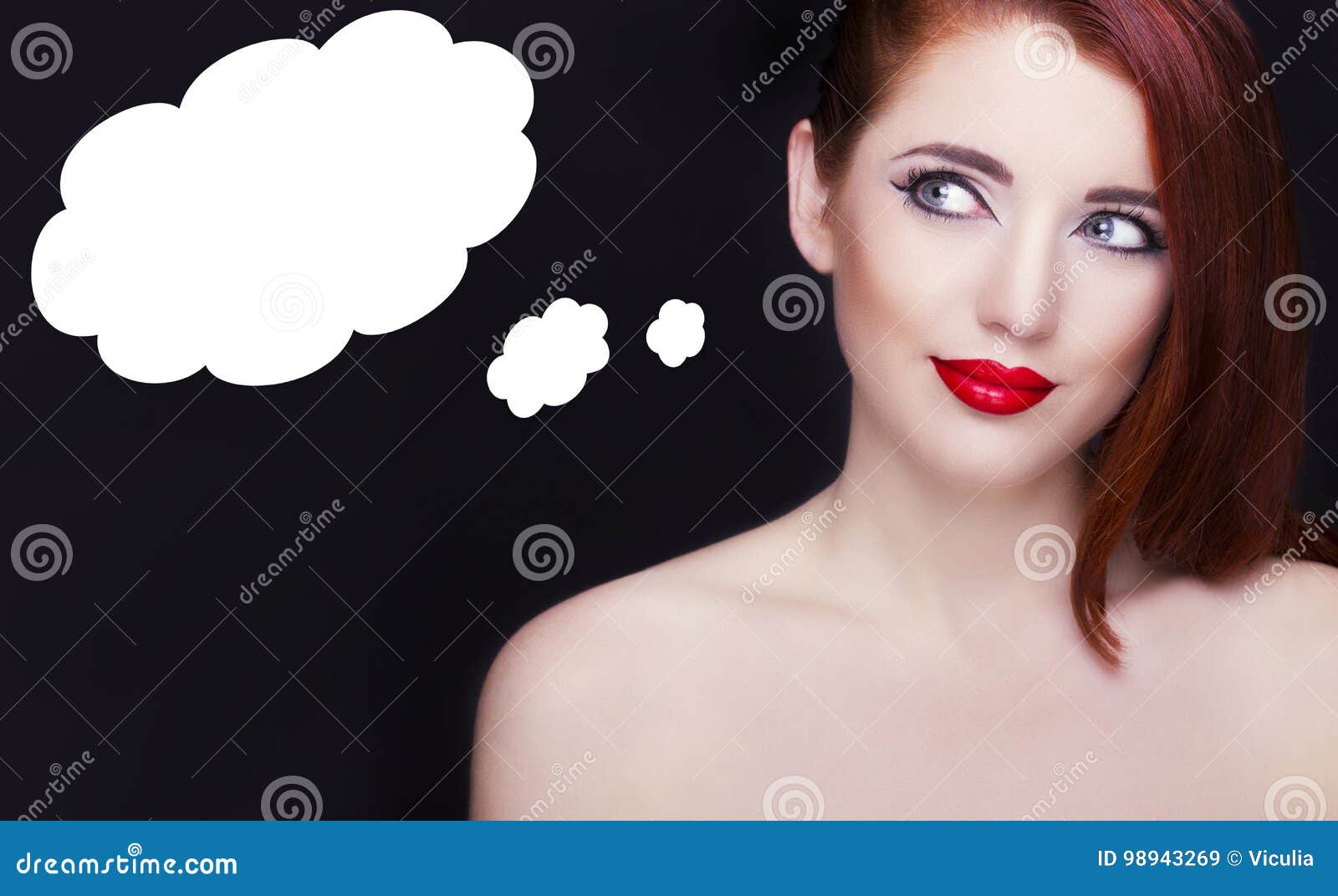 Beautiful Woman with an Empty Thought Bubble Stock Image - Image of ...