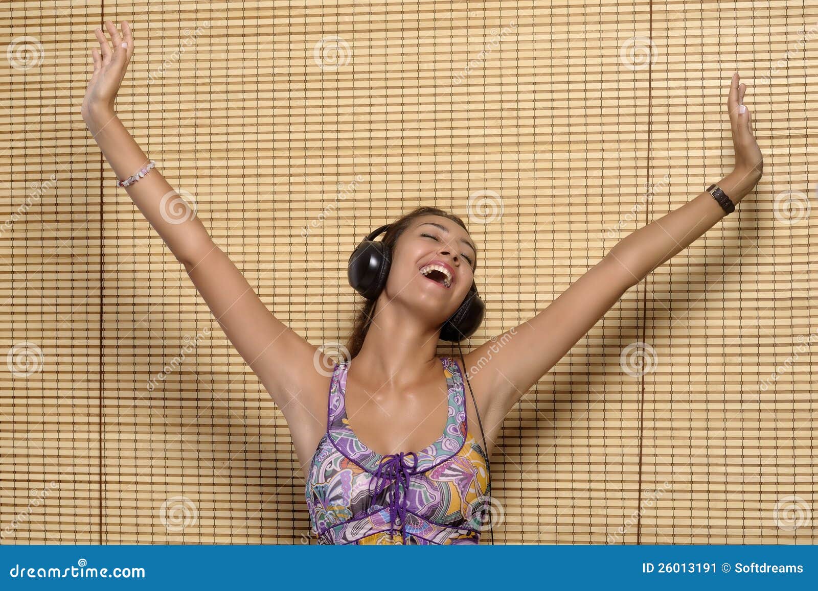 Beautiful Woman Enjoying Music Stock Image - Image of home, earphones ...