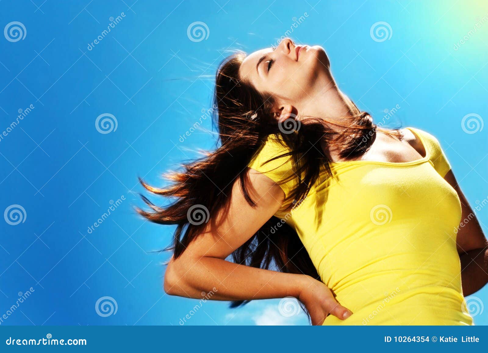 Beautiful Woman Enjoying the Sun Stock Photo - Image of head, beauty ...