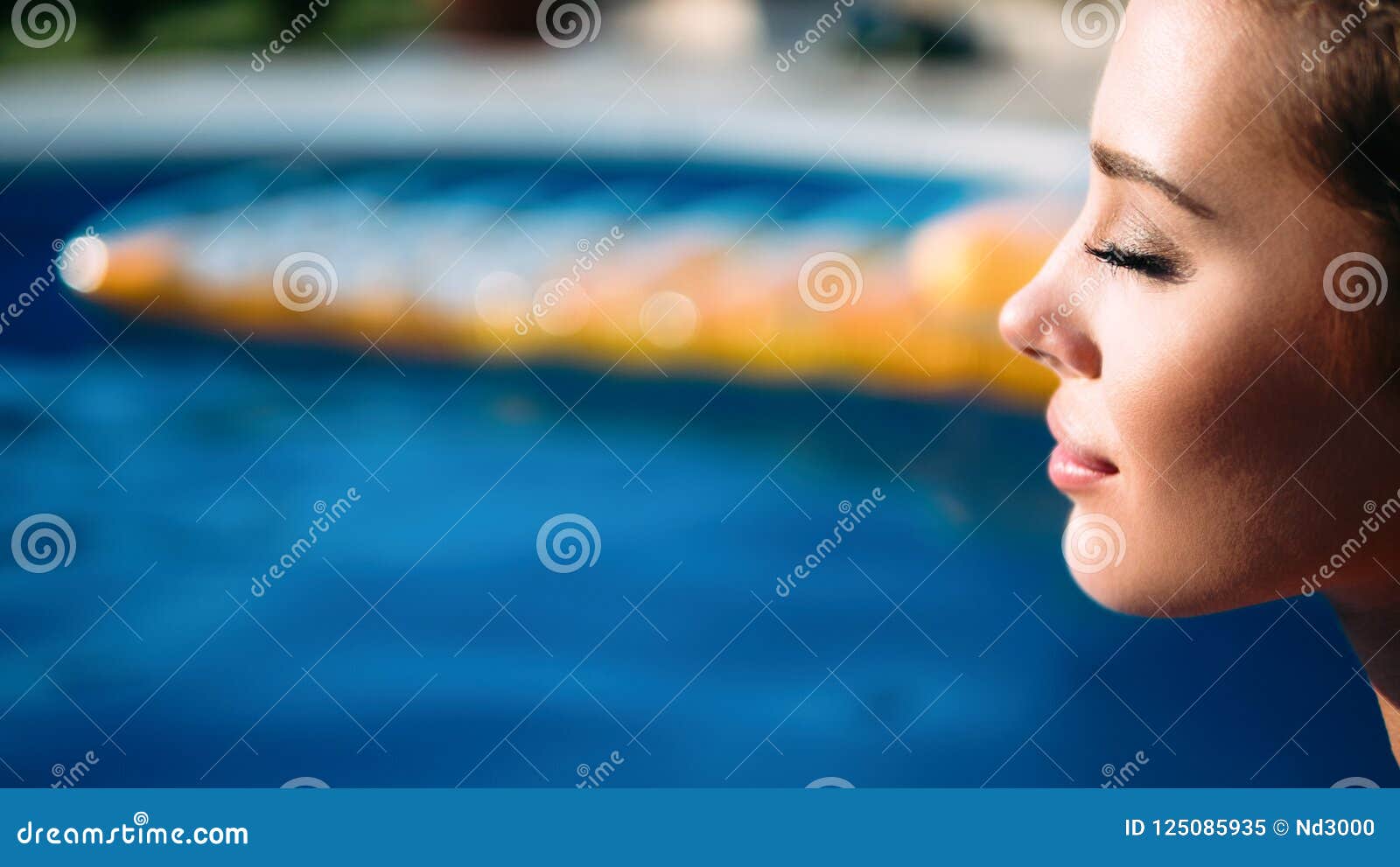 Beautiful Woman Enjoying Swimming Pool Stock Image Image Of Fashion