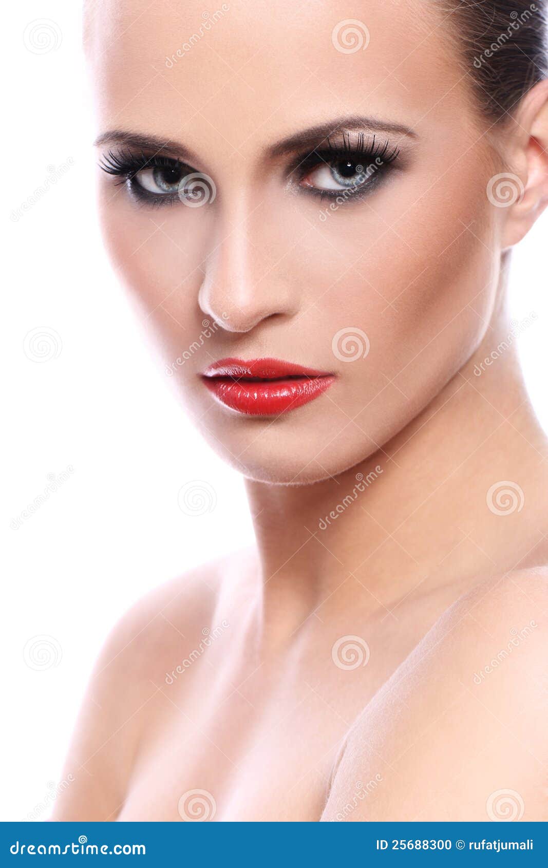 Beautiful Woman with Evening Makeup Stock Photo - Image of glamour ...