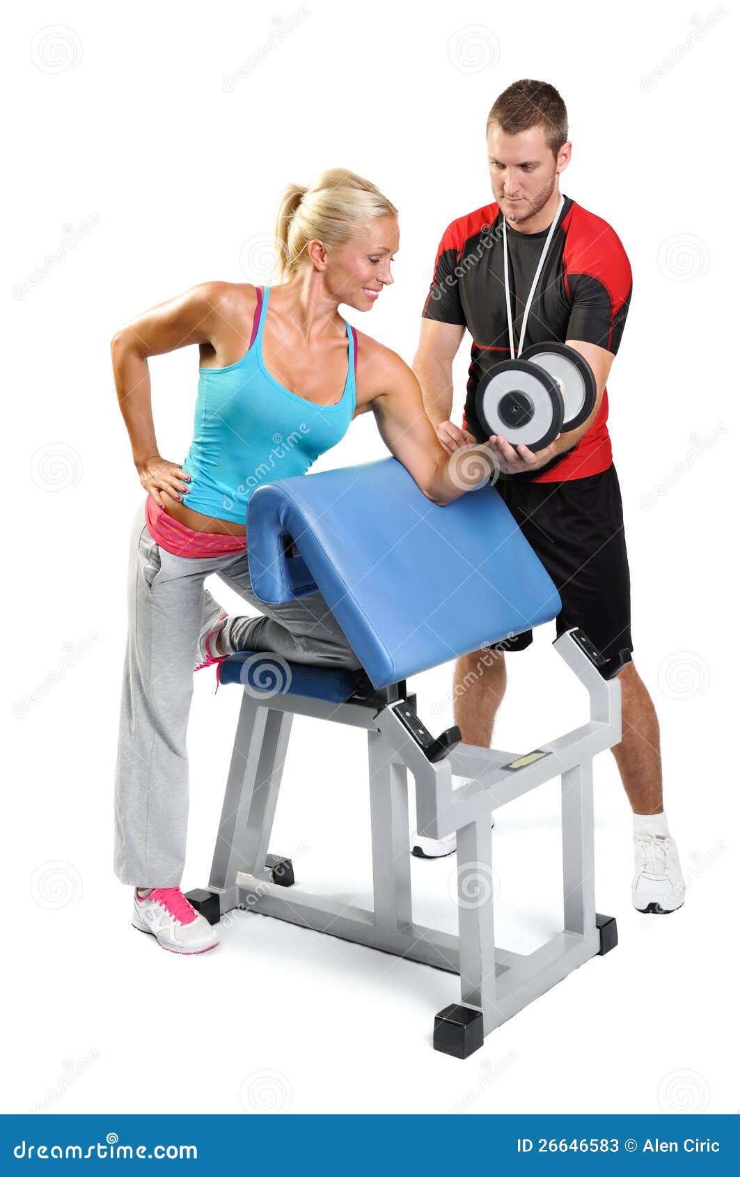 Beautiful Woman Exercise with Personal Trainer Stock Image - Image of ...