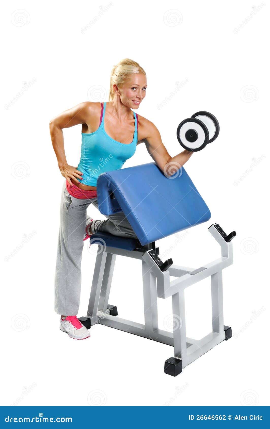 Beautiful Woman Exercise on a White Background Stock Photo - Image of ...
