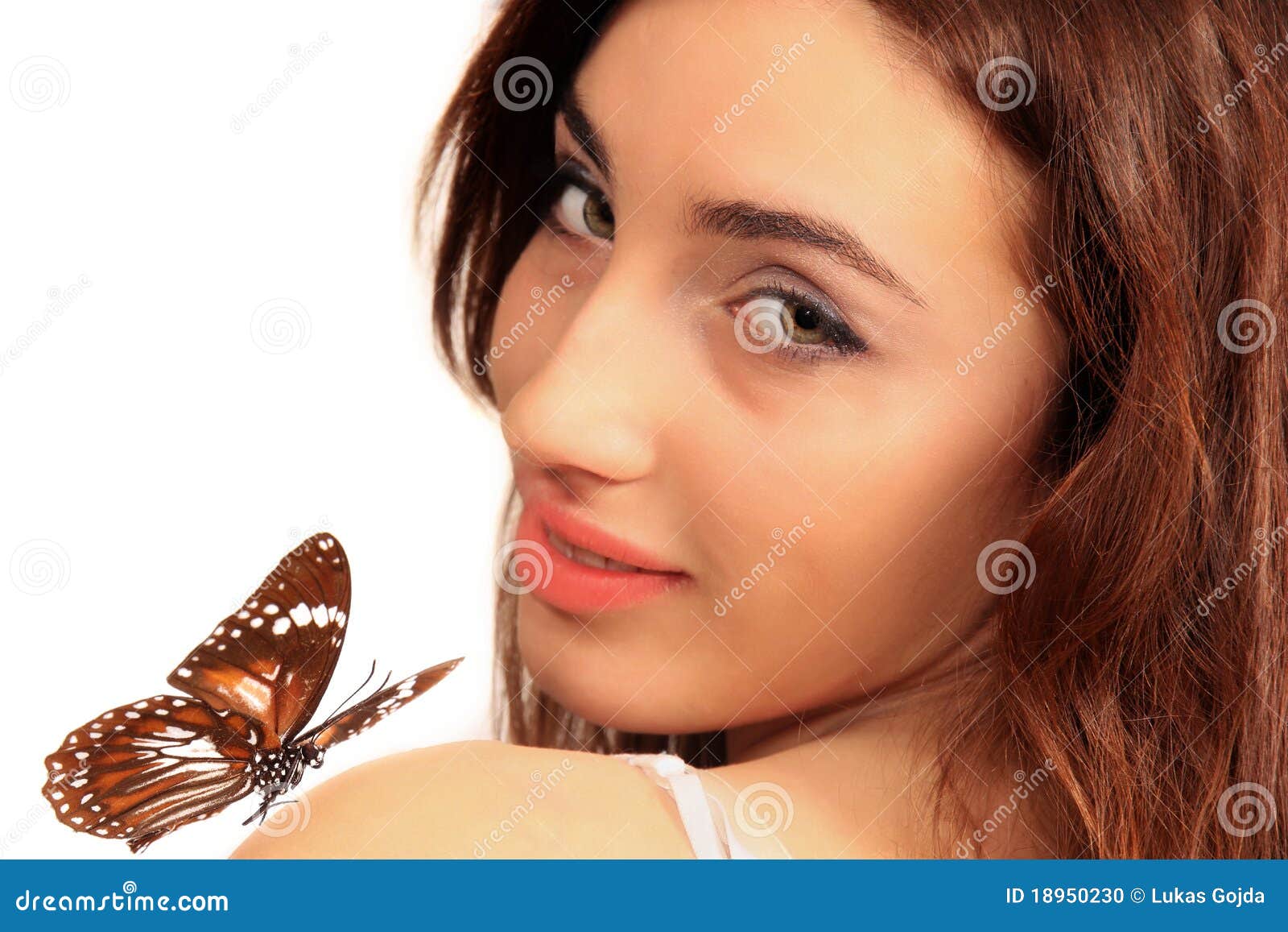Beautiful Woman with Exotic Butterfly Stock Photo - Image of isolated ...
